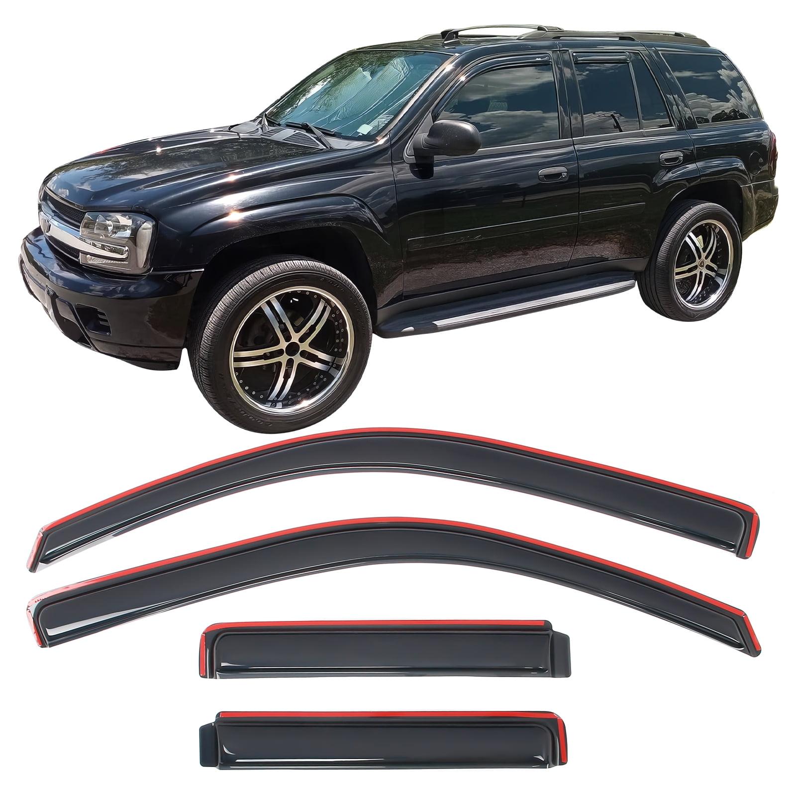 Ikon Motorsports In-Channel Window Visors Fits 2002-2009 Chevy ...