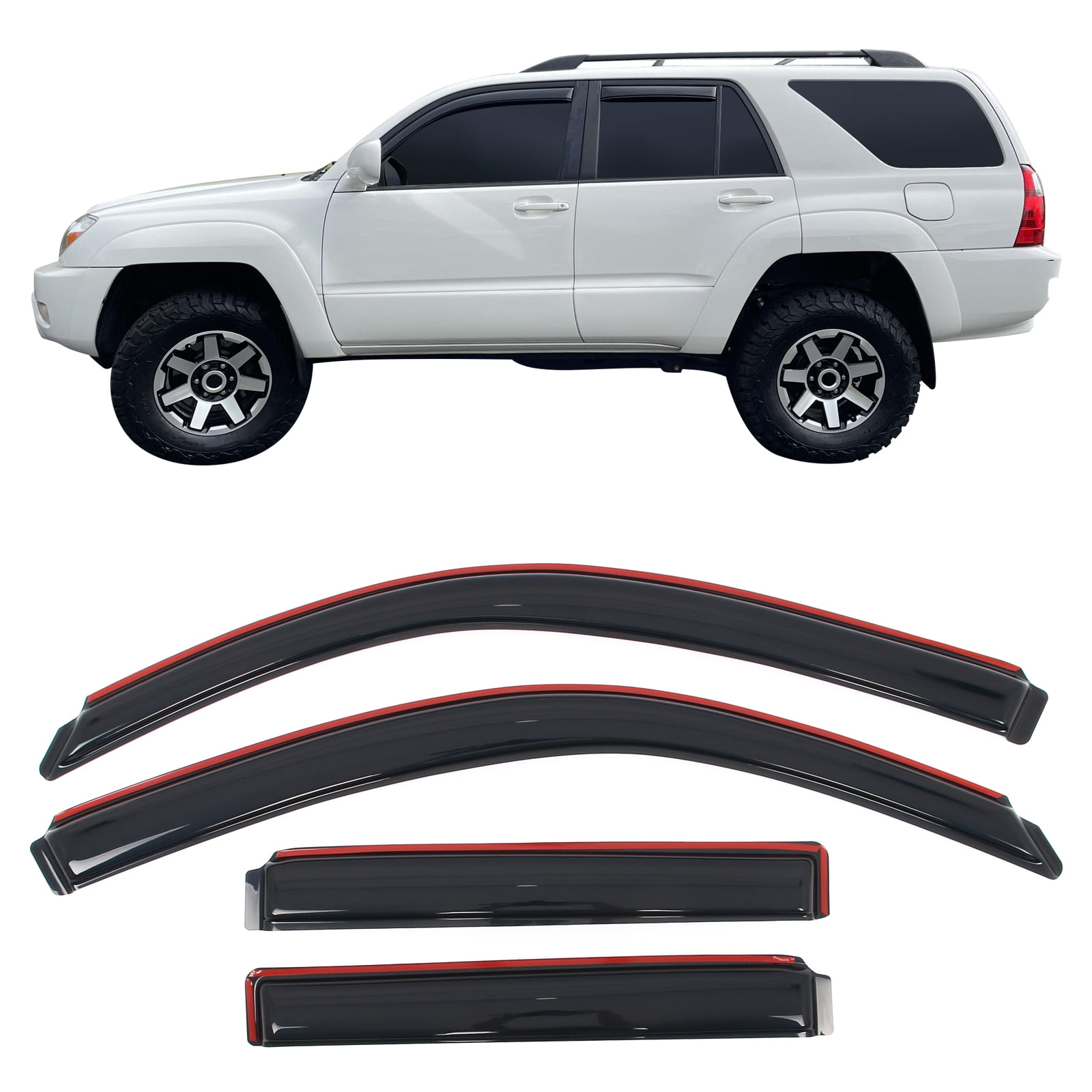 Ikon Motorsports In-Channel Window Visors Fits 2003-2009 Toyota 4Runner ...