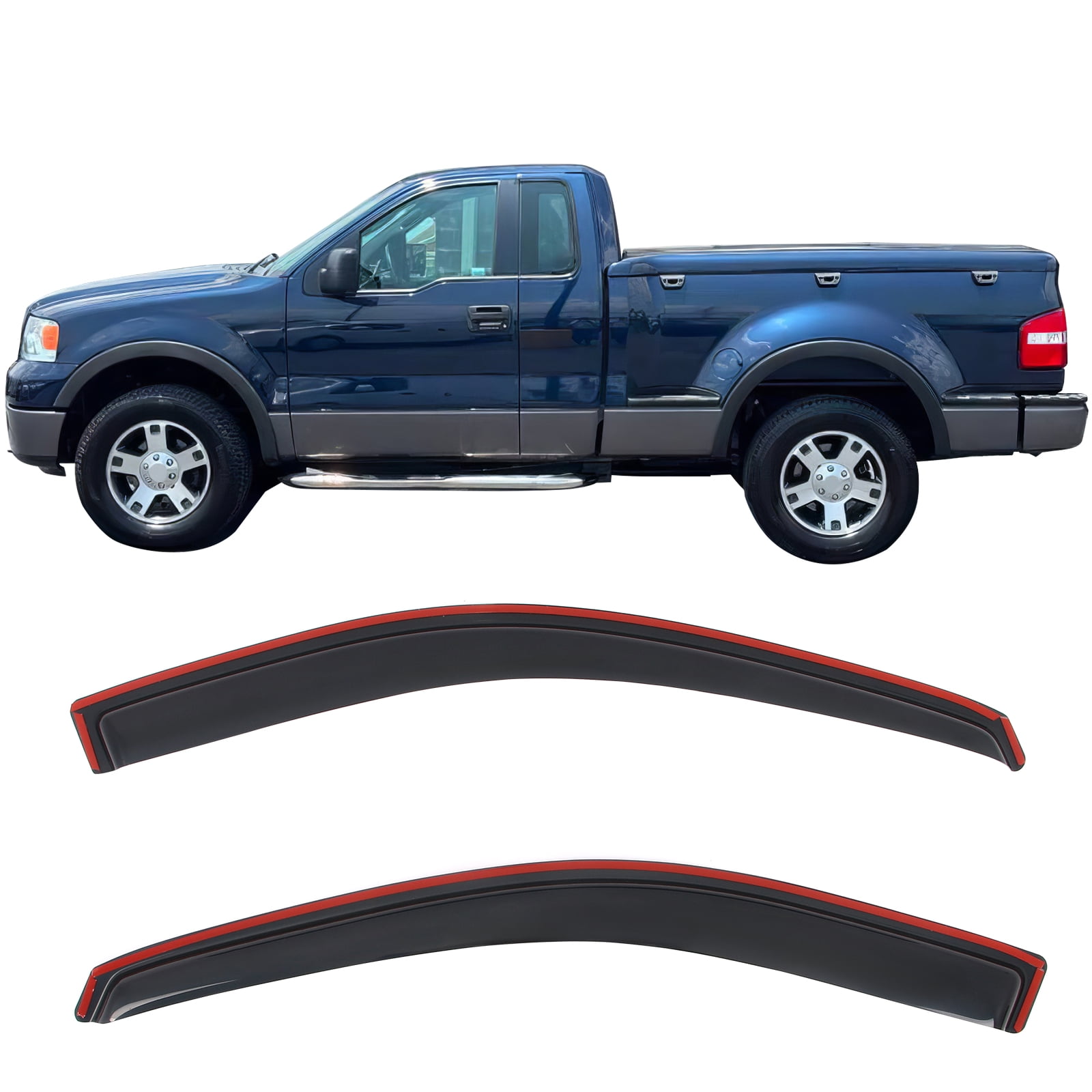 Ikon Motorsports In-Channel Window Visors Fits 2004-2008 Ford F-150 ...