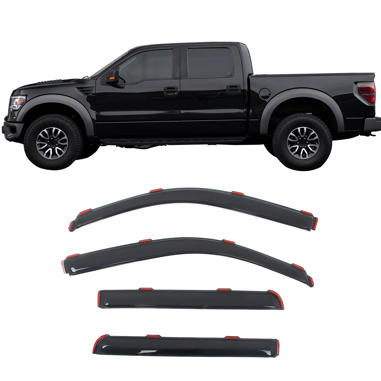 Ikon Motorsports In-Channel Window Visors Fits 2009-2014 Ford F-150 ...