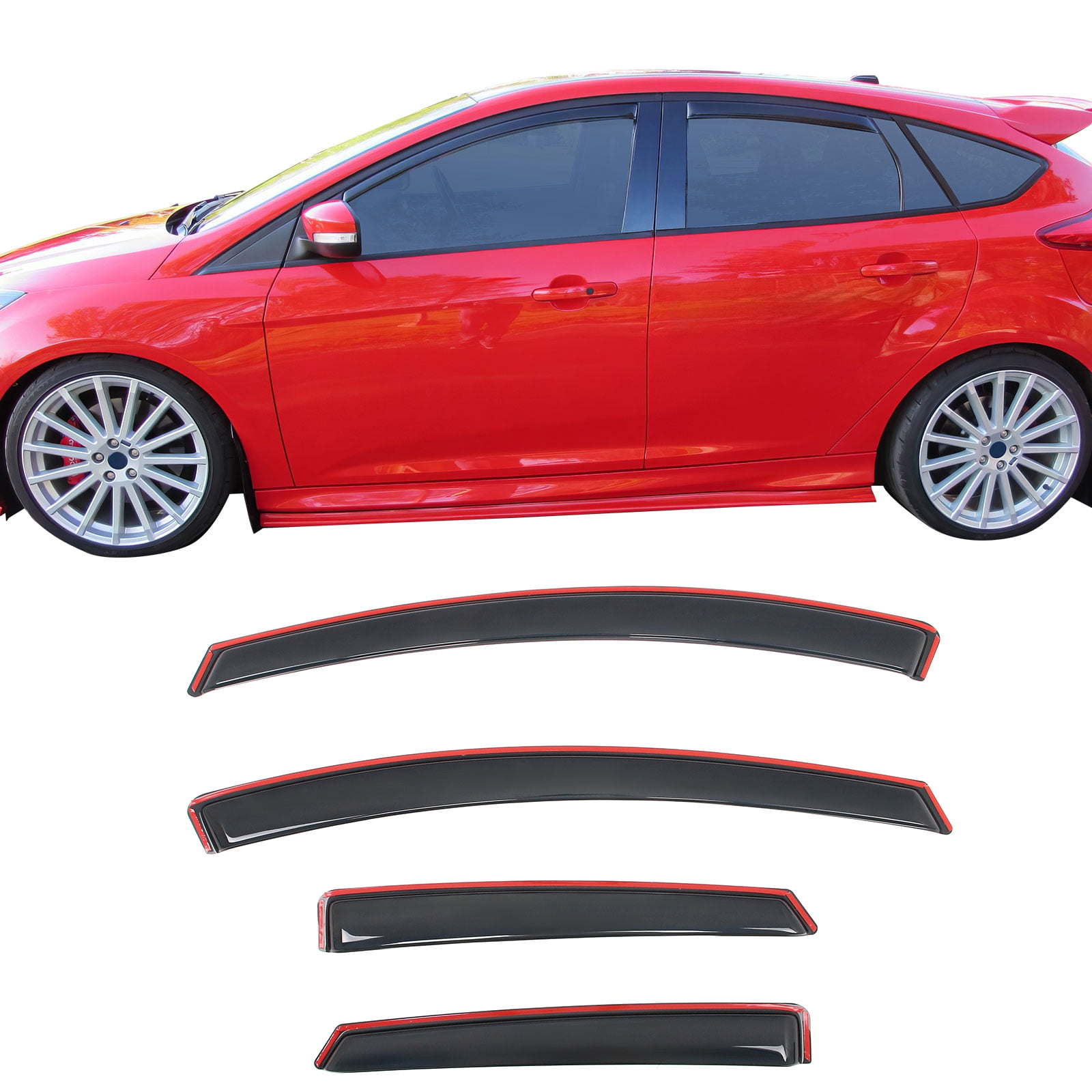 Ikon Motorsports In-Channel Window Visors Fits 2012-2018 Ford Focus ...