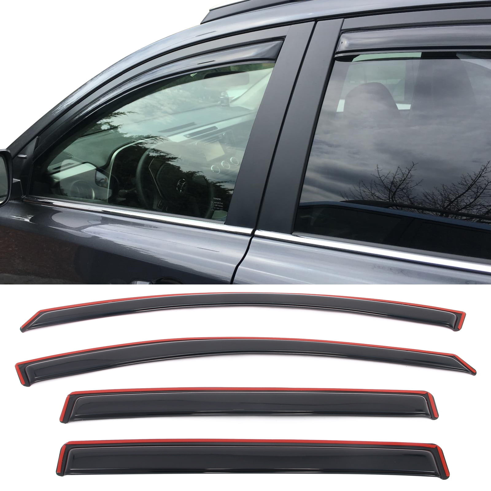 Ikon Motorsports In-Channel Window Visors Fits 2013-2018 Toyota RAV4 ...