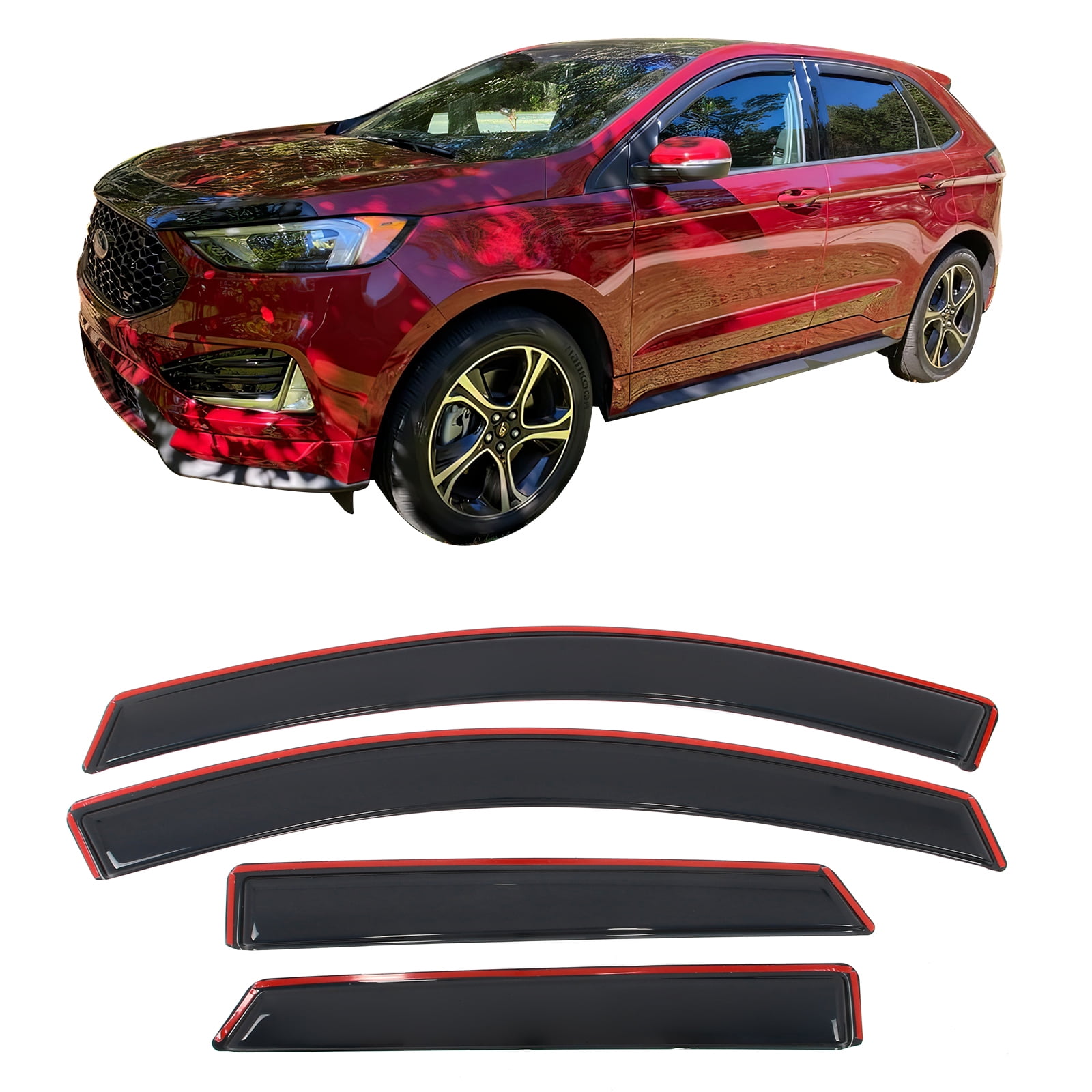 Ikon Motorsports In-Channel Window Visors Fits 2015-2024 Ford Edge ...