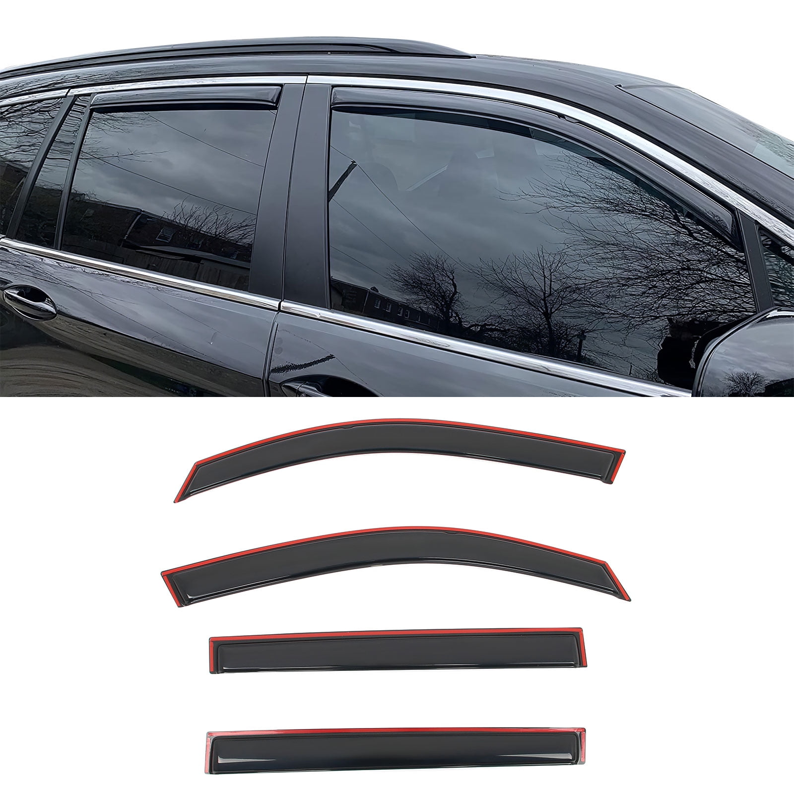 Ikon Motorsports In-Channel Window Visors Fits 2016-2022 Honda Pilot ...