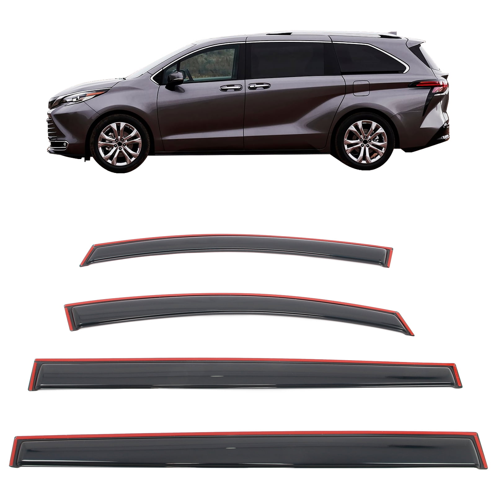 Ikon Motorsports In-Channel Window Visors Fits 2021-2026 Toyota Sienna ...