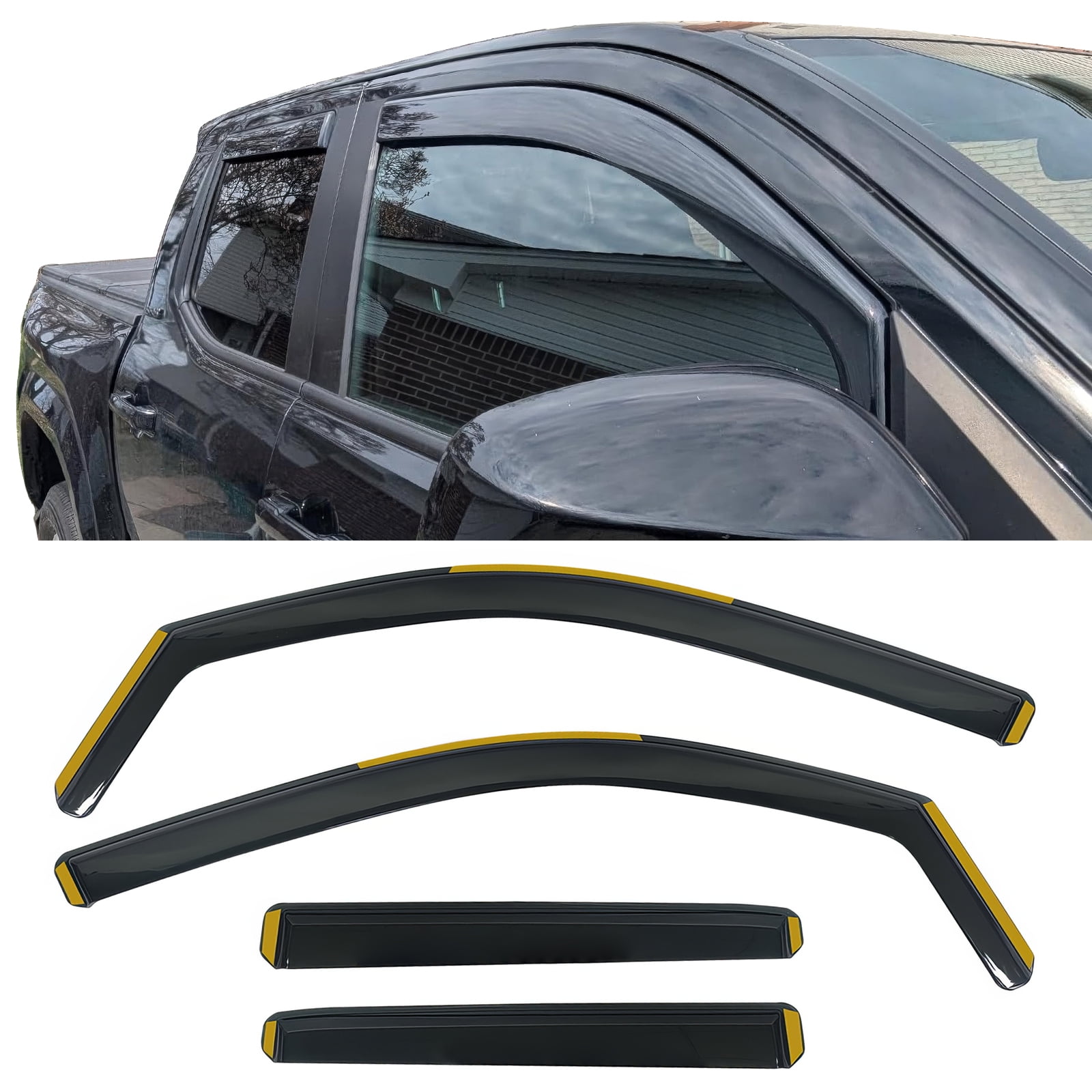 Ikon Motorsports In-Channel Window Visors for 2024-2026 Toyota Tacoma ...