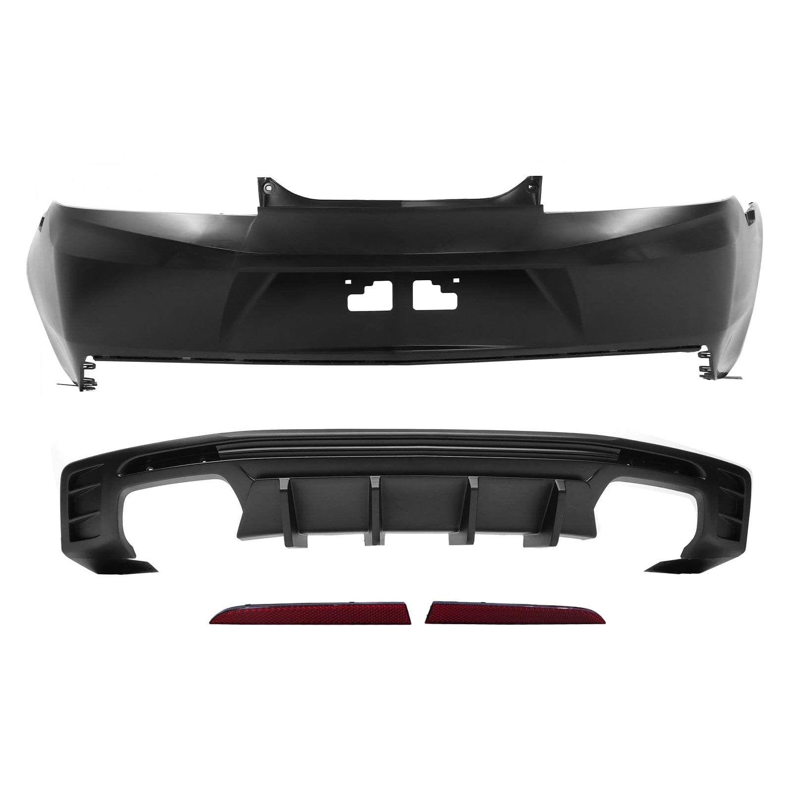 Ikon Motorsports Rear Bumper Cover + 3PCS Diffuser w/ Reflectors ...