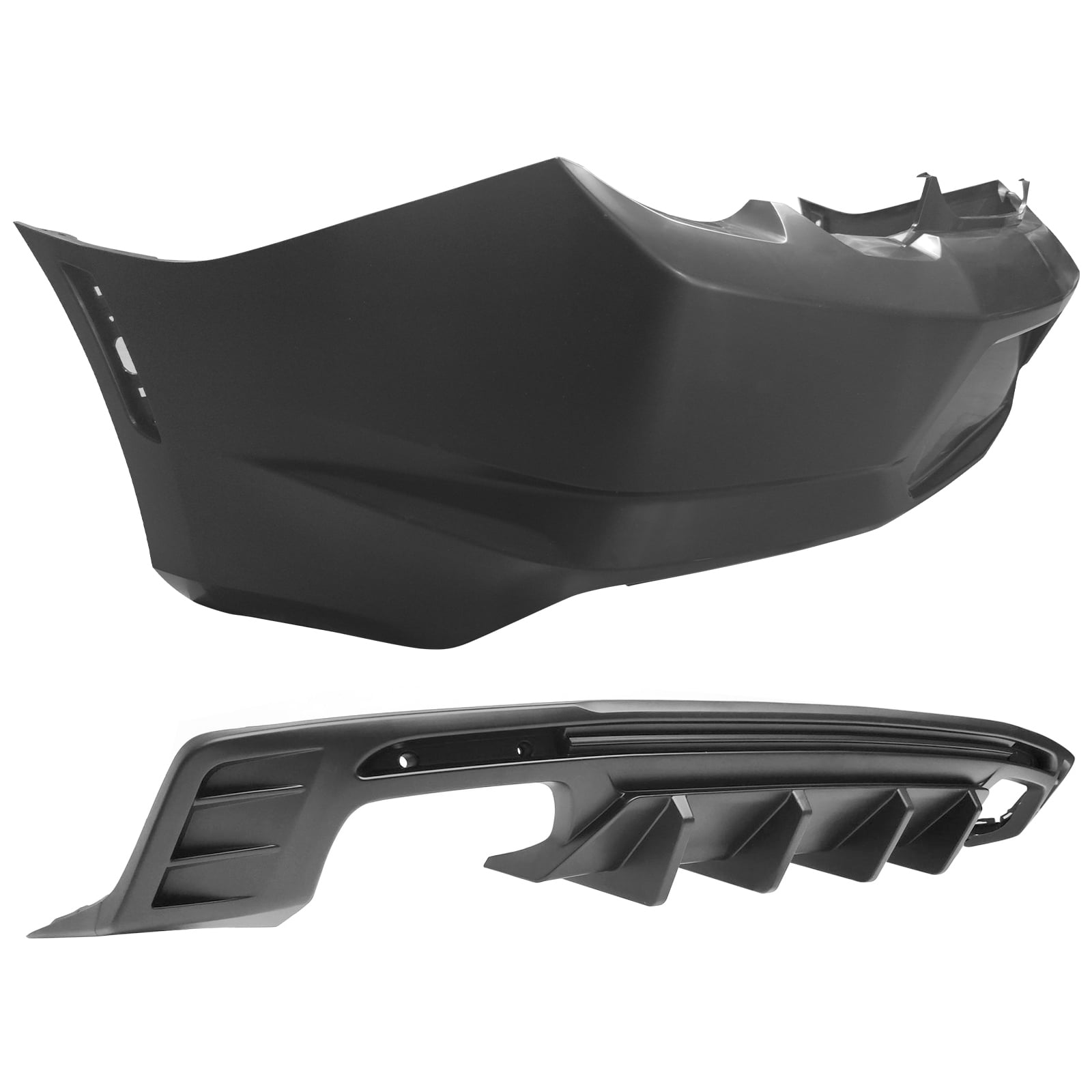 Ikon Motorsports Rear Bumper Cover & Diffuser Compatible With 2019-2024 ...