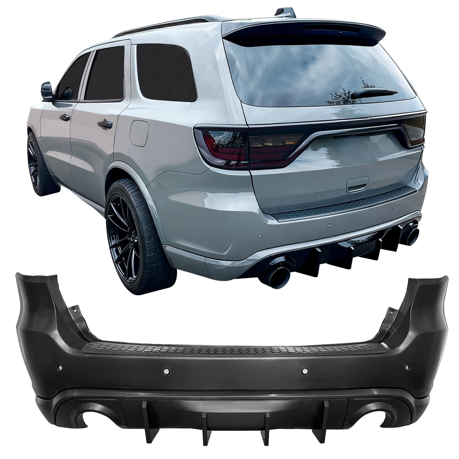 Ikon Motorsports Rear Bumper Cover W/V2 Diffuser & Step Plate For 2021 ...