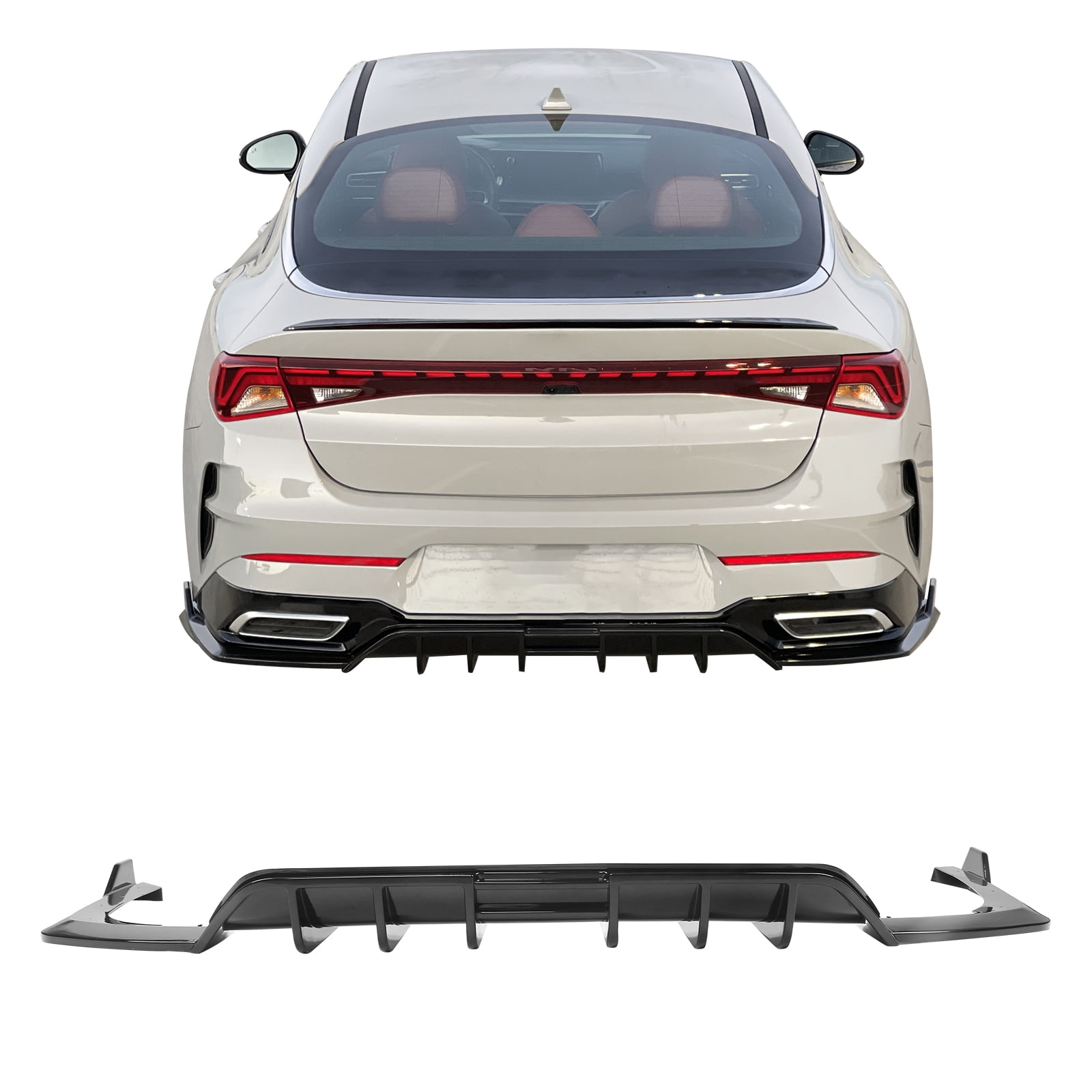 Ikon Motorsports Rear Bumper Diffuser, Gloss Black, Polypropylene, Fits ...