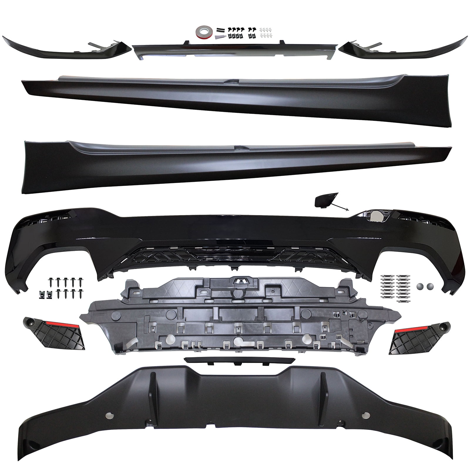 Ikon Motorsports Rear Bumper Lip Diffuser & 3PCS Front Bumper Lip ...