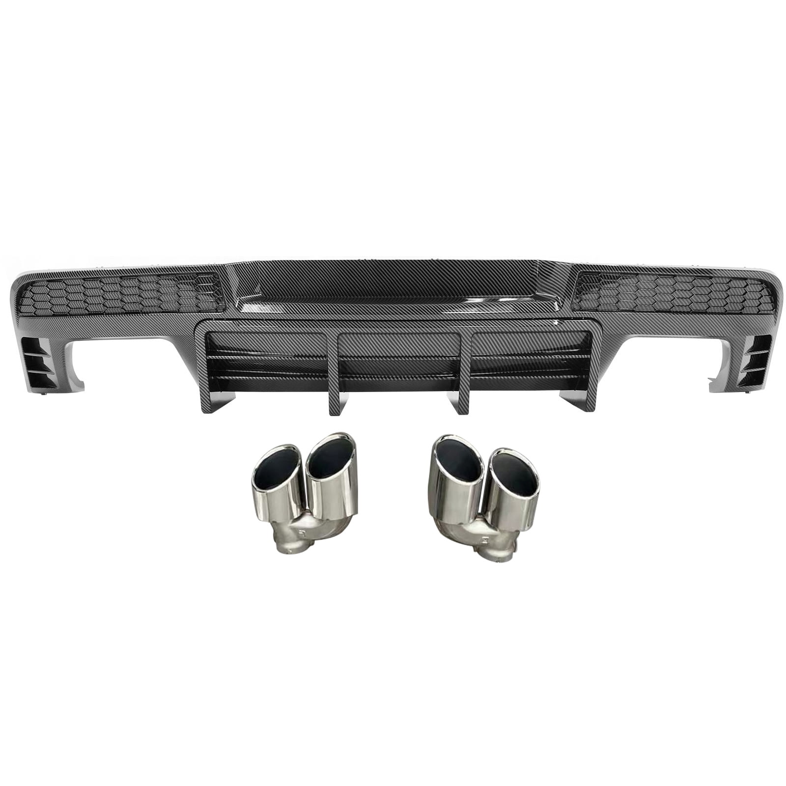 Ikon Motorsports Rear Diffuser + Quad Exhaust Tips Compatible with 14 ...