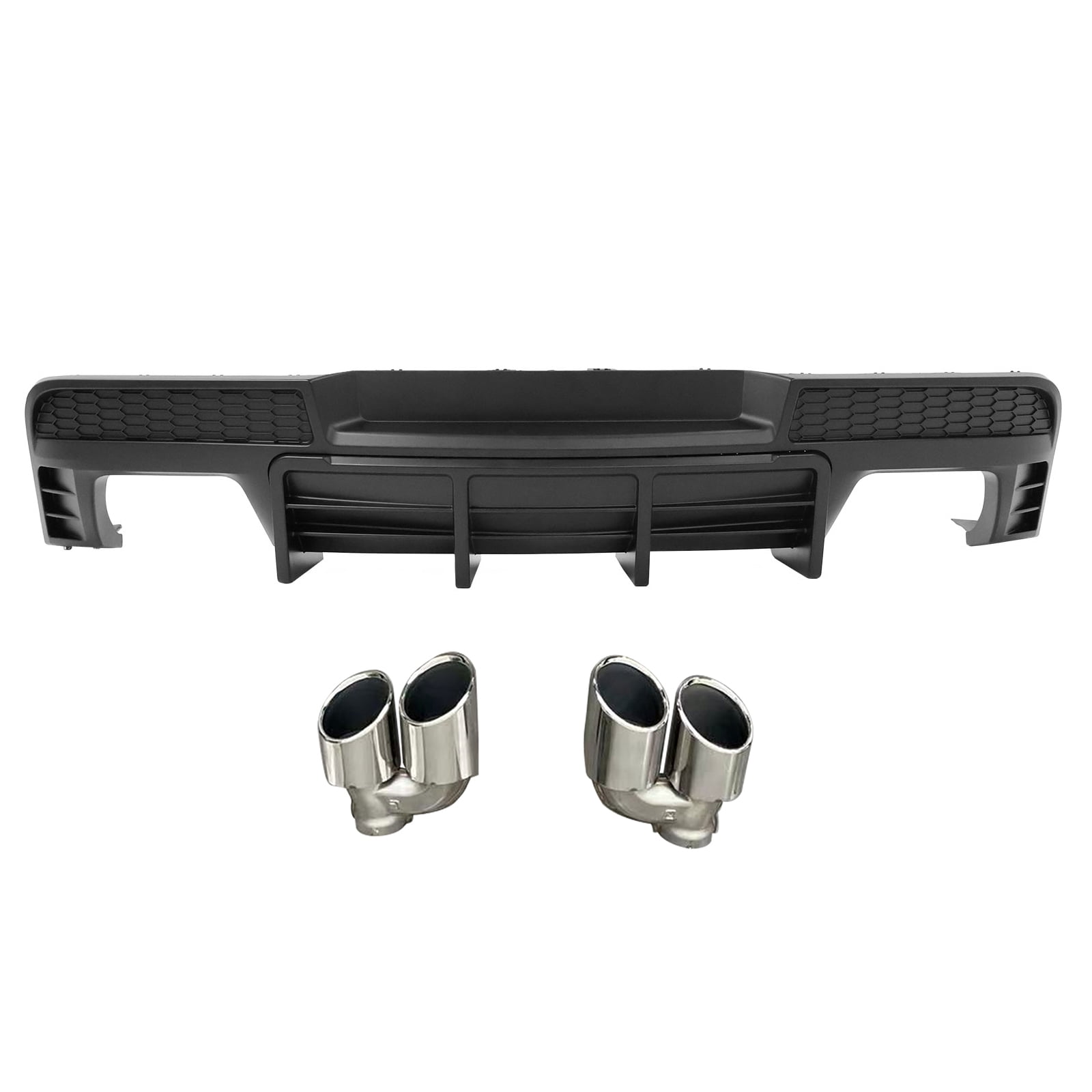 Ikon Motorsports Rear Diffuser + Quad Exhaust Tips Compatible with 14 ...