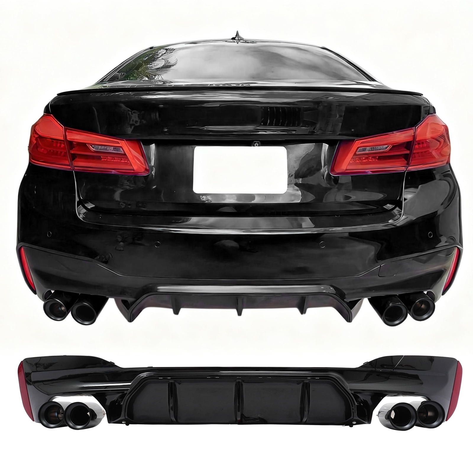 Ikon Motorsports Rear Diffuser w/ Black Quad Exhaust Tips Fits 2021 ...