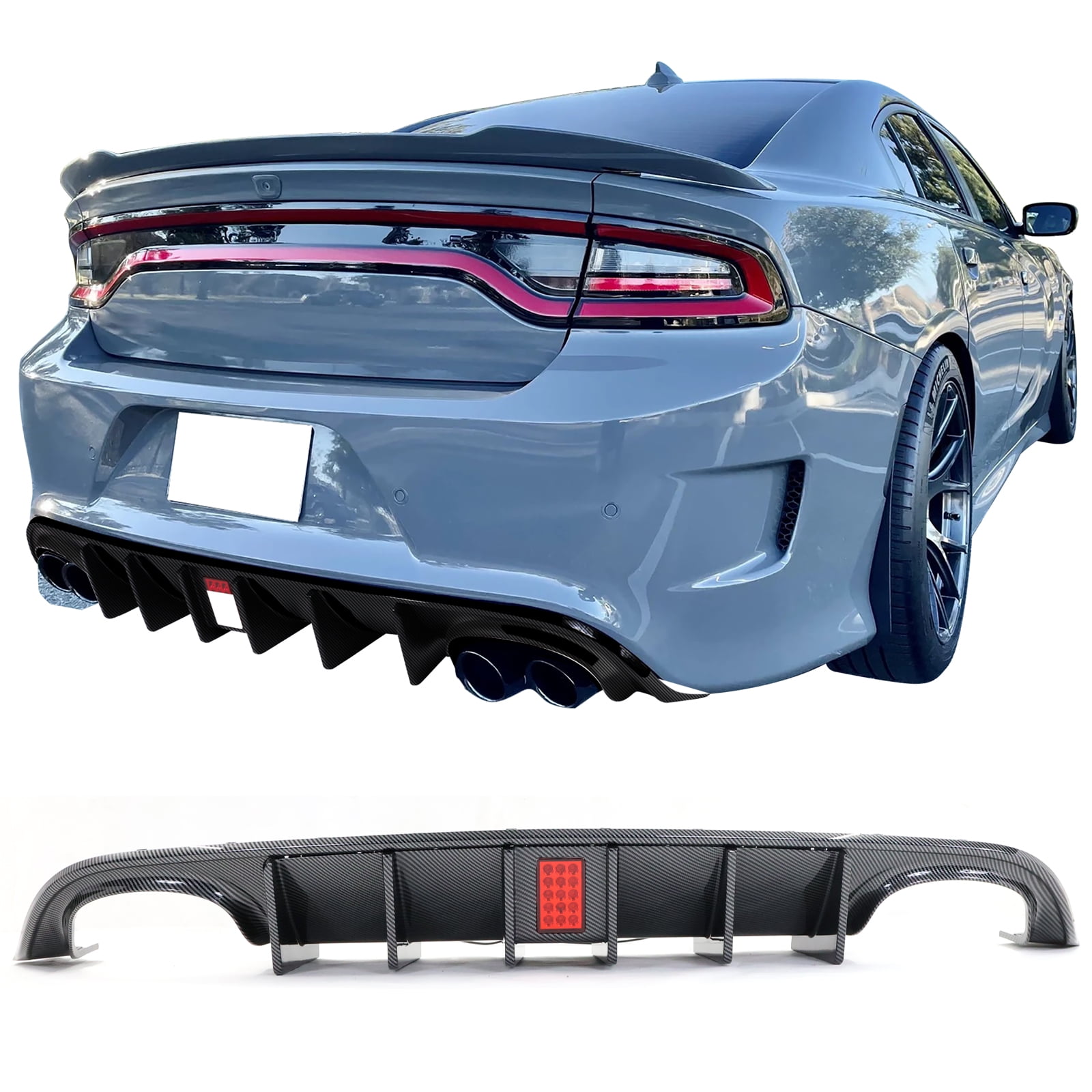 Ikon Motorsports Rear Diffuser w/ LED Light Compatible with 15-23 Dodge ... Ikon Motorsports Rear Diffuser w/ LED Light Compatible with 15-23 Dodge ...