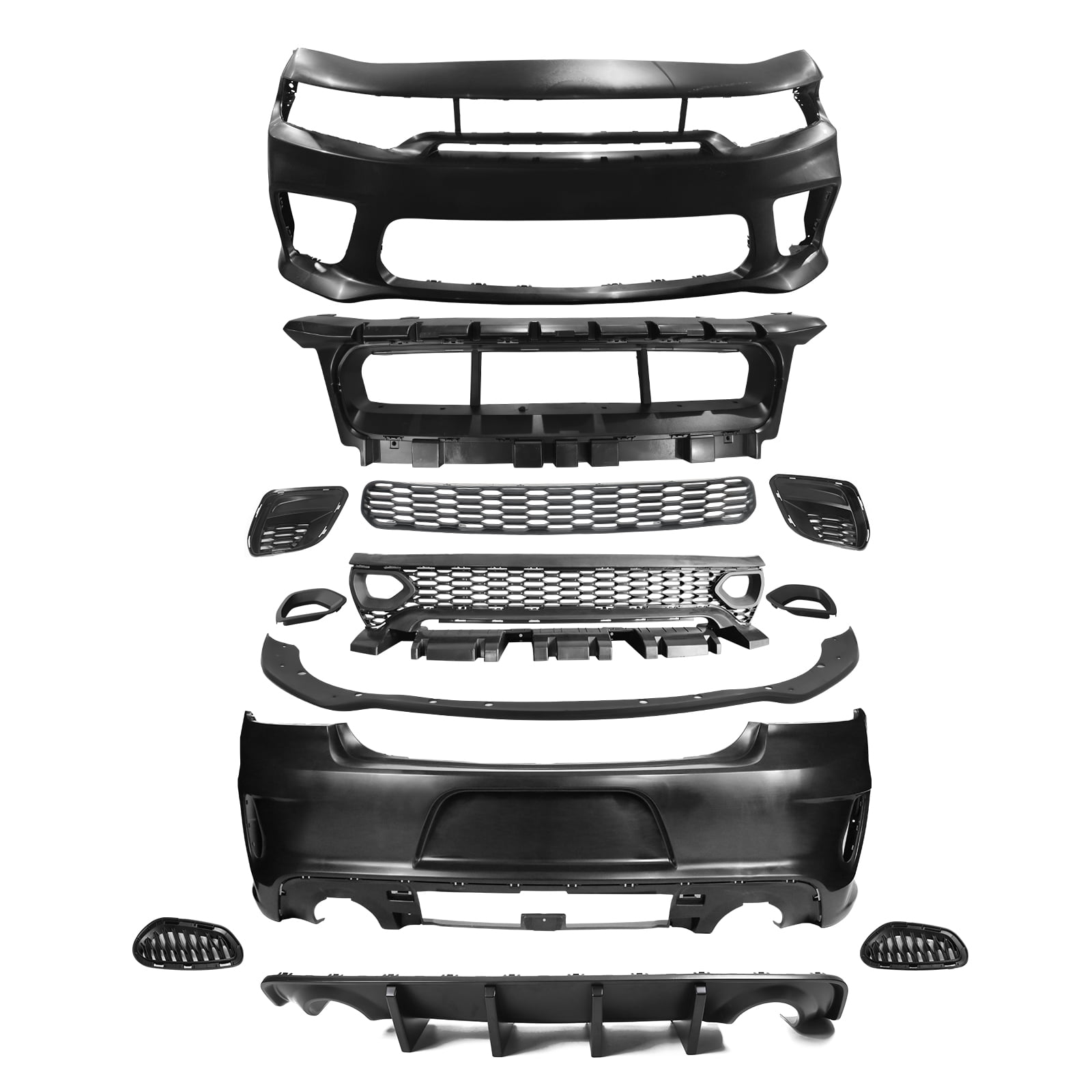 Ikon Motorsports Rear & Front Bumper Conversion W/ Matte Black Lip ...