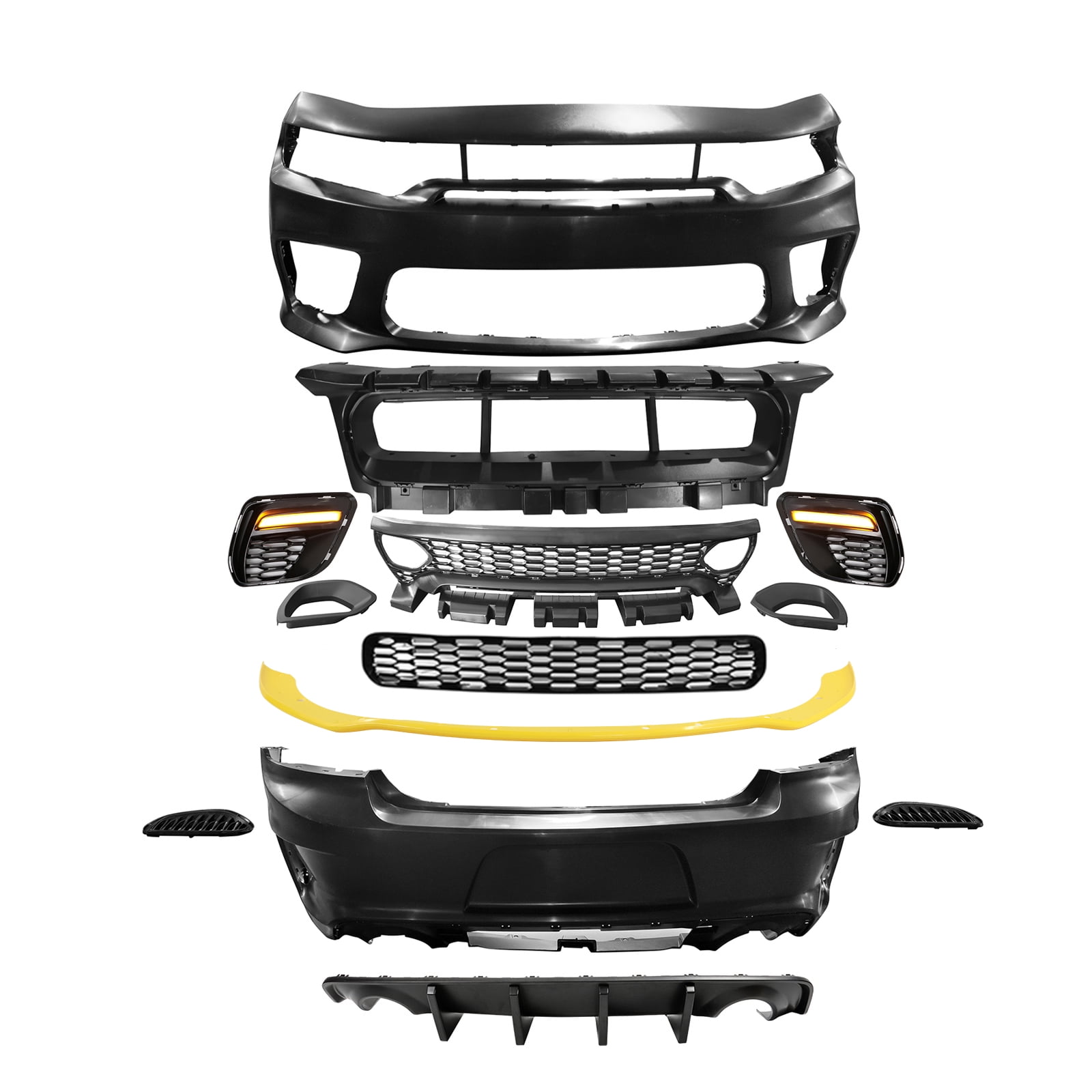 Ikon Motorsports Rear & Front Bumper Conversion W/ Yellow Lip ...