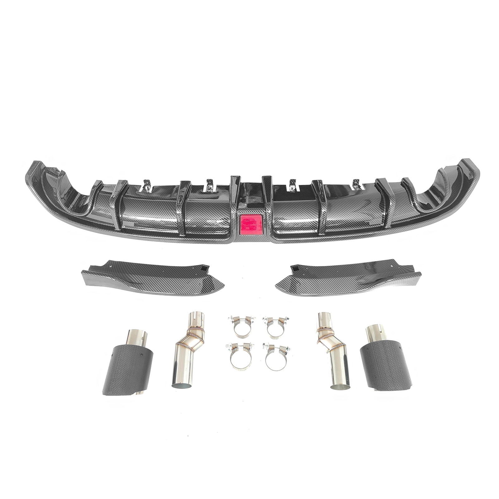 Ikon Motorsports Rear Side Corner Aprons+Rear Bumper Diffuser W/LED ...