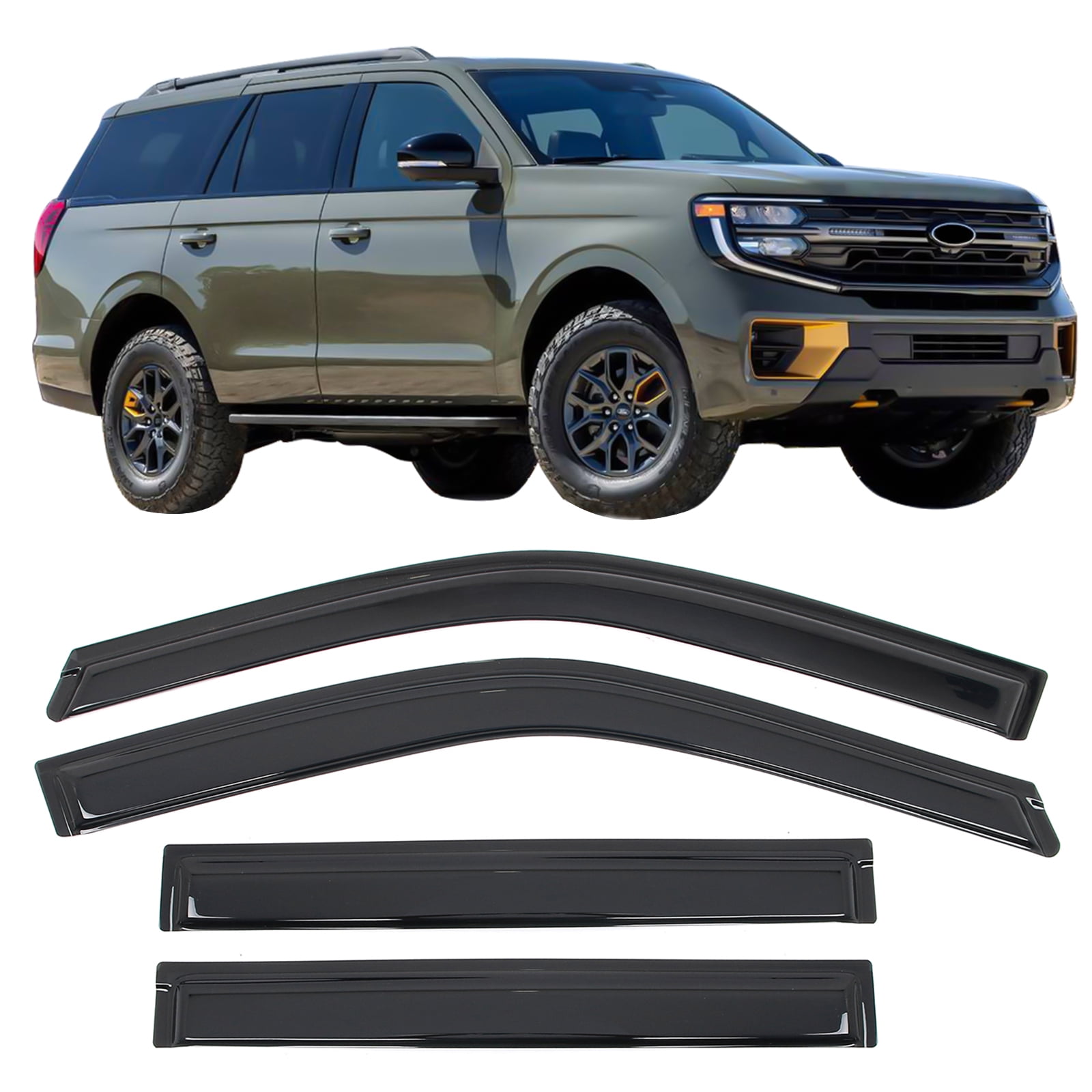 Ikon Motorsports Tape-On Window Visors Compatible With 2018-2025 Ford Expedition & Lincoln ...