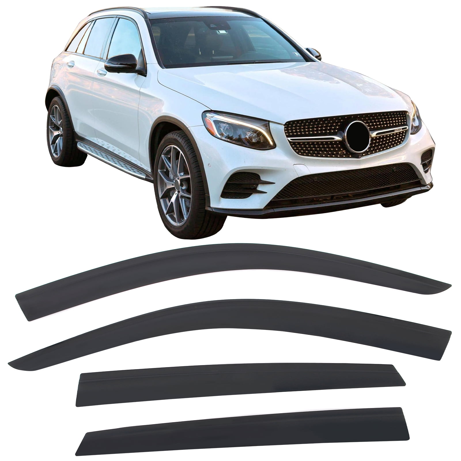 Ikon Motorsports Tape-On Window Visors Vent Rain Sun Guards Deflectors For 2016-2022 Benz X253 ...