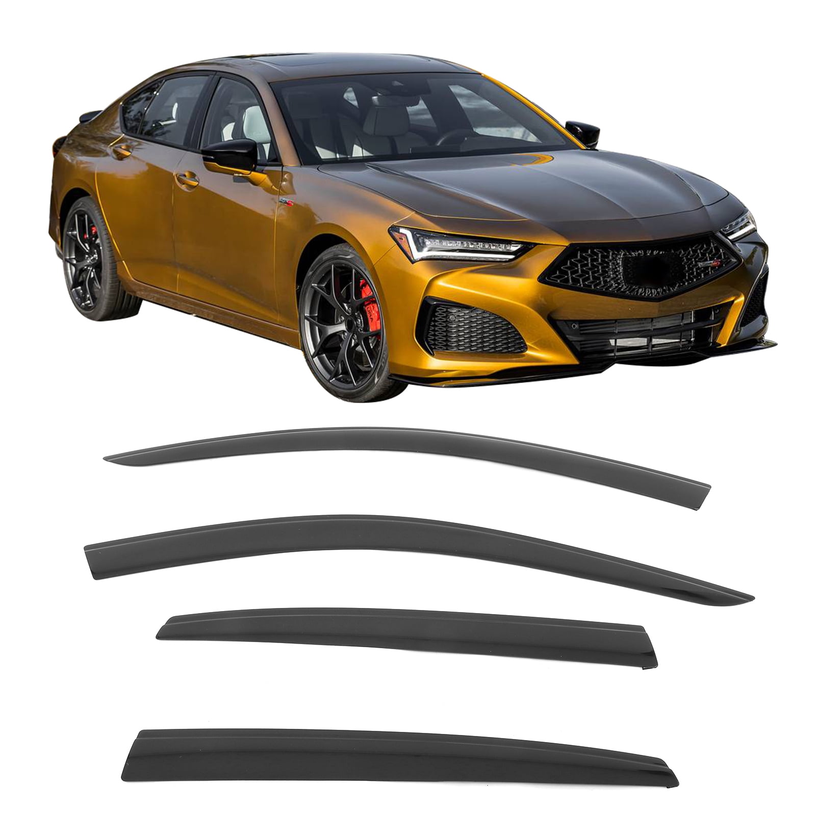Ikon Motorsports Tape-On Window Visors Vent Rain Sun Guards Deflectors ...