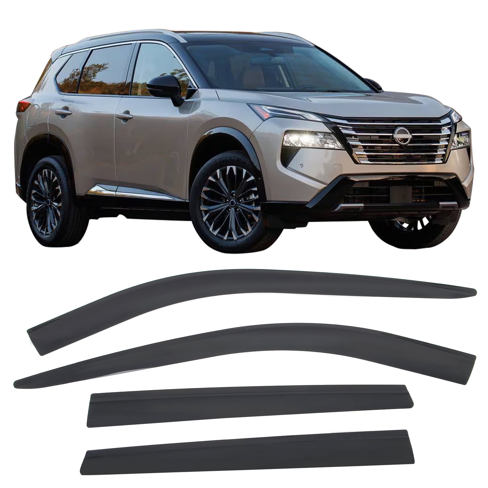 Ikon Motorsports Tape-On Window Visors for 2021-2026 Nissan Rogue, Low ...