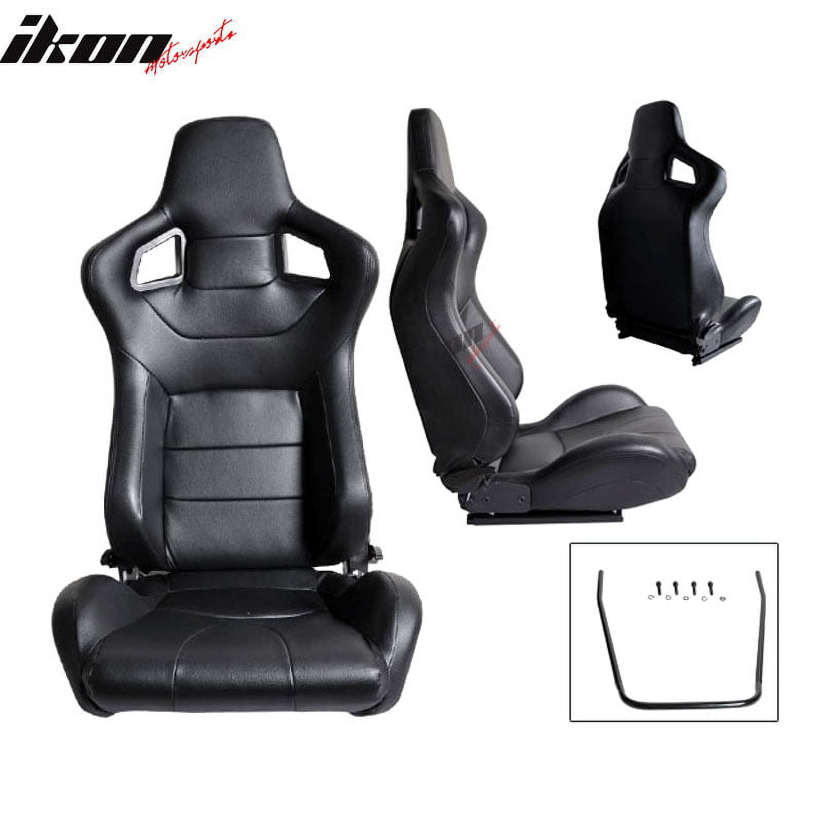 Ikon Motorsports Universal Compatible with Reclinable JDM Sport Black ...
