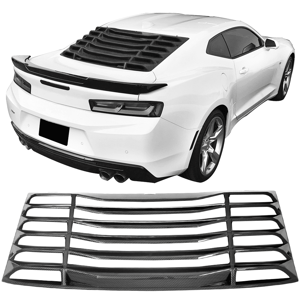 Ikon Motorsports Carbon Fiber Rear Window Louver for 16-23 Chevy Camaro, UV Protection ...