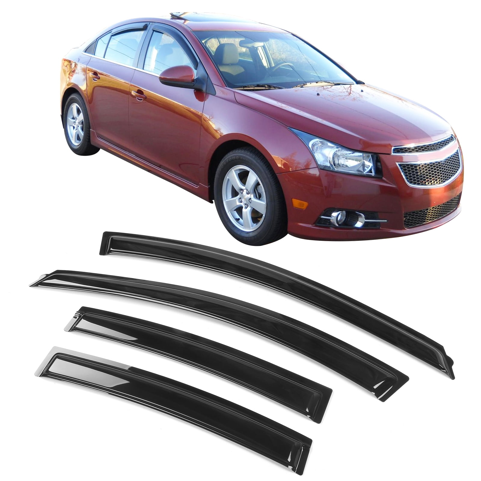 Ikon Motorsports Window Visor Compatible with 2010-2015 Chevy Cruze ...