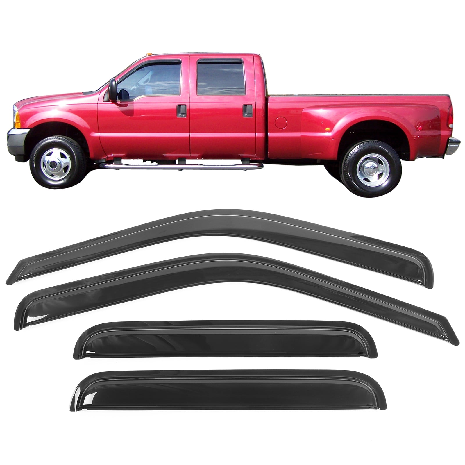 Ikon Motorsports Window Visor Deflector Fits 99-16 Ford F250 F350 F450 ...
