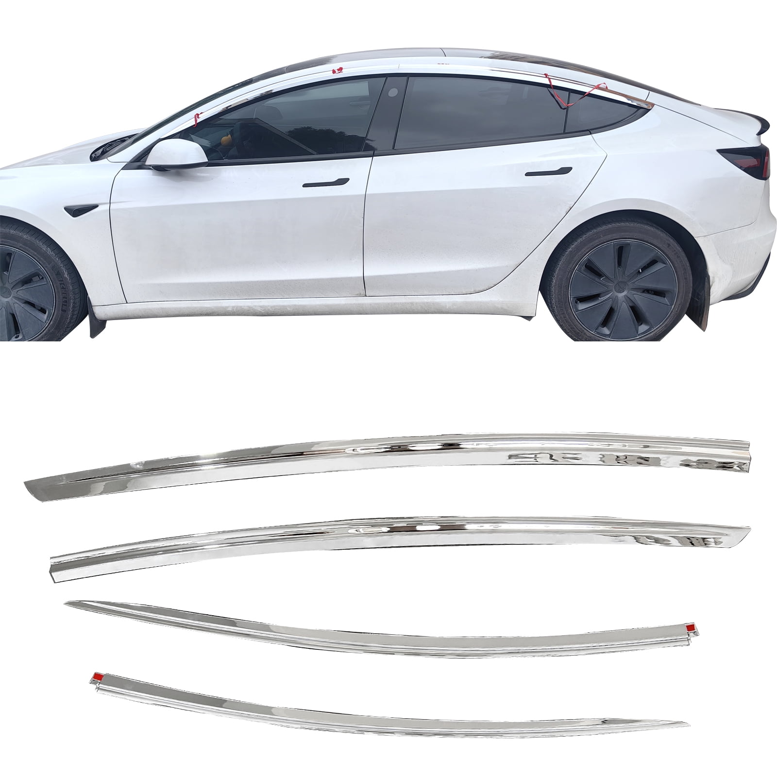 Ikon Motorsports Window Visors Compatible With 2017-2024 Tesla Model 3 ...
