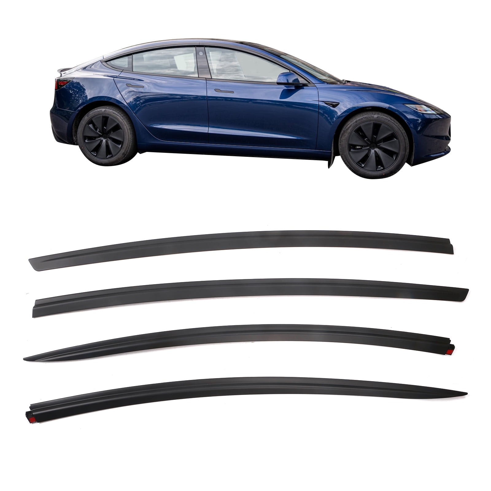 Ikon Motorsports Matte Black ABS Window Visors For 2017-2024 Tesla ...