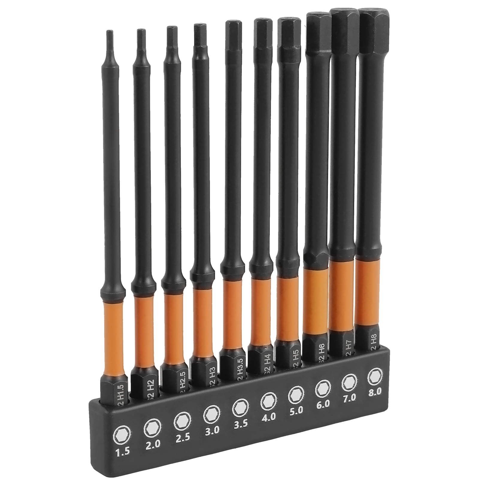 Ikoopy 10Pcs Impact Hex Head Allen Wrench Drill Bit Set Metric and SAE S2 Alloy Steel Hex Bit ...