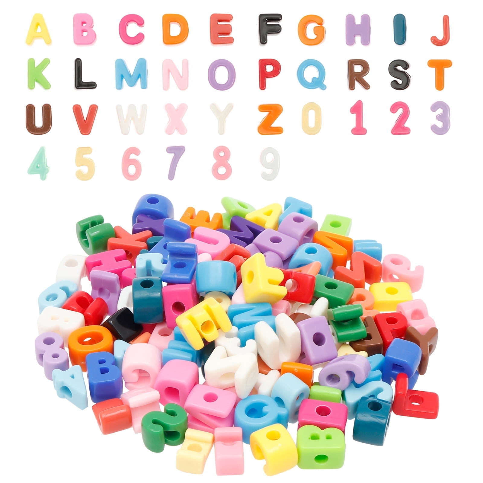 Wekvgz 108pcs Chunky Letter Number Beads Set 6 mm Hole Colorful A to Z ...