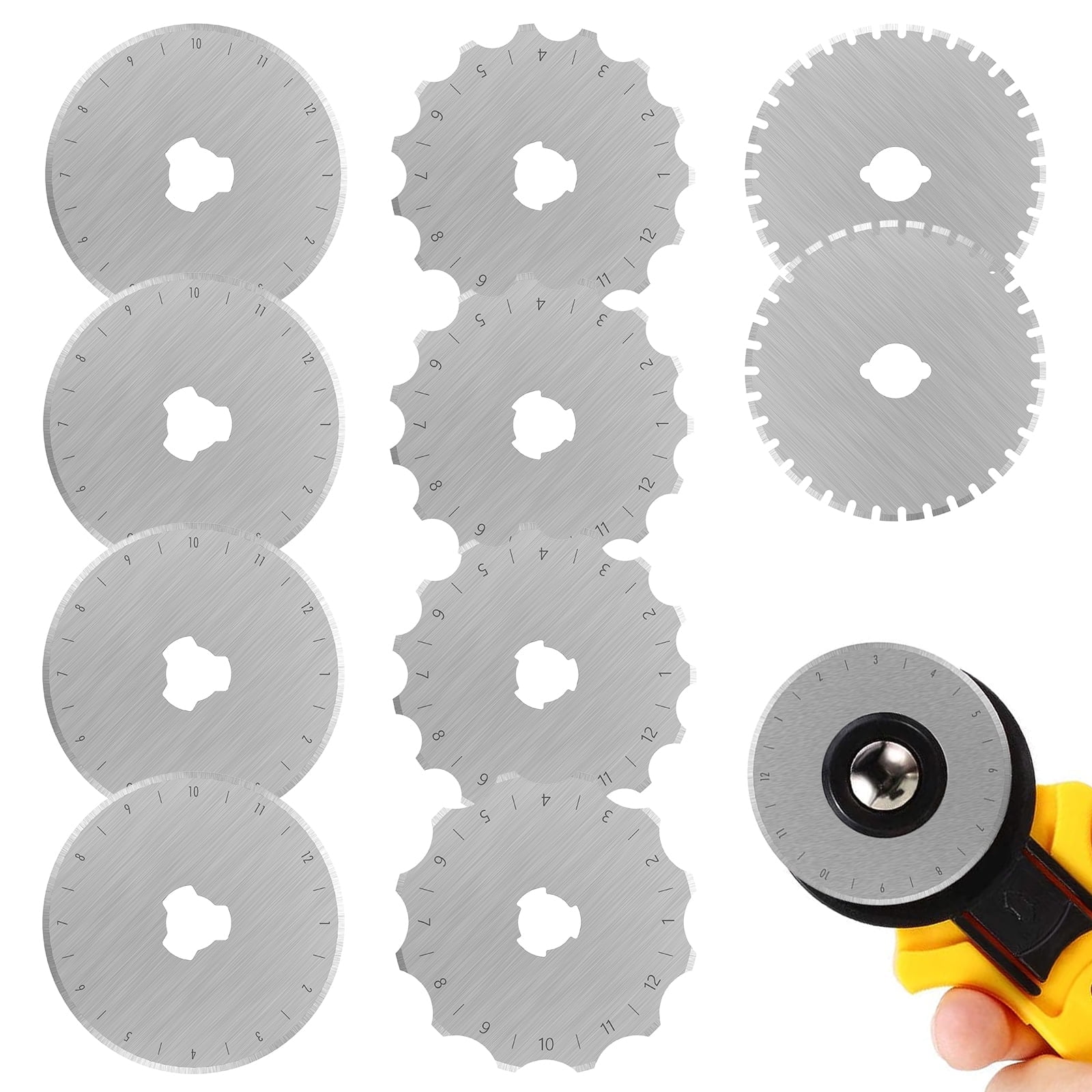 Ikoopy 10Pcs Crochet Edge Rotary Cutter Blade Set 45mm Perforating ...