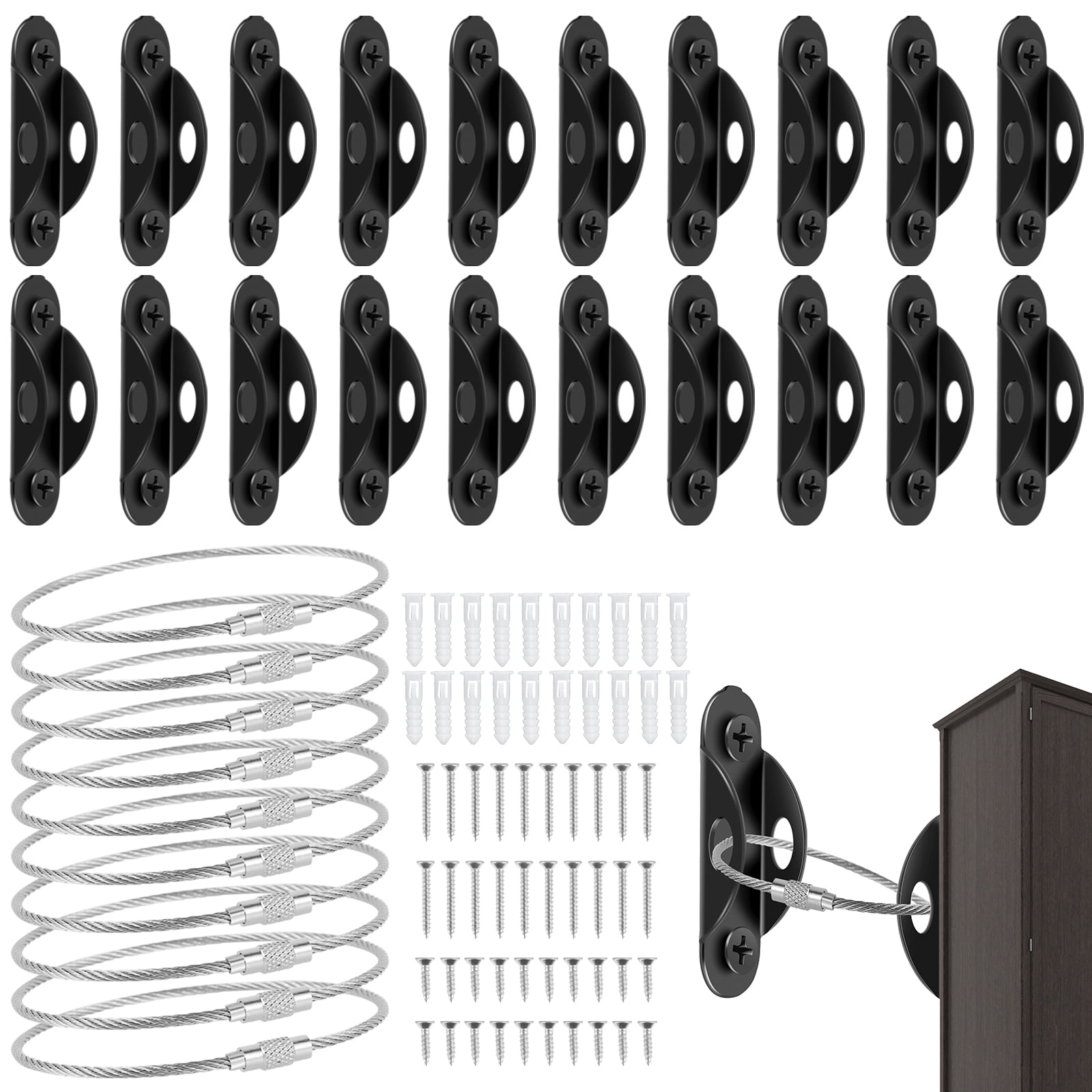 Ikoopy 10Pcs Furniture Anchors Anti Tip Furniture Anchors Kit Metal ...