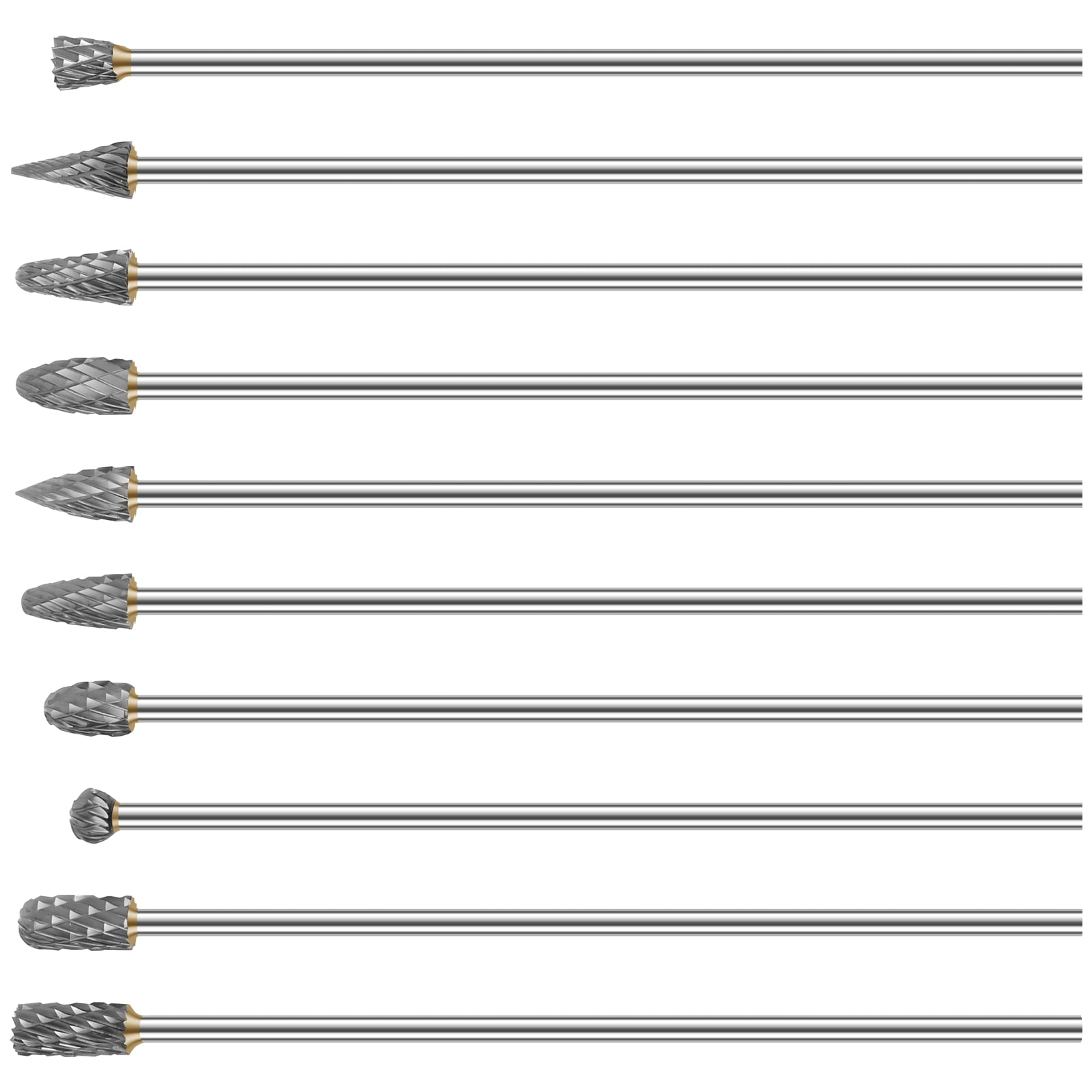 Ikoopy 10Pcs Long Rotary Burr Set 1/8inch Shank Carbide Carving Burr ...