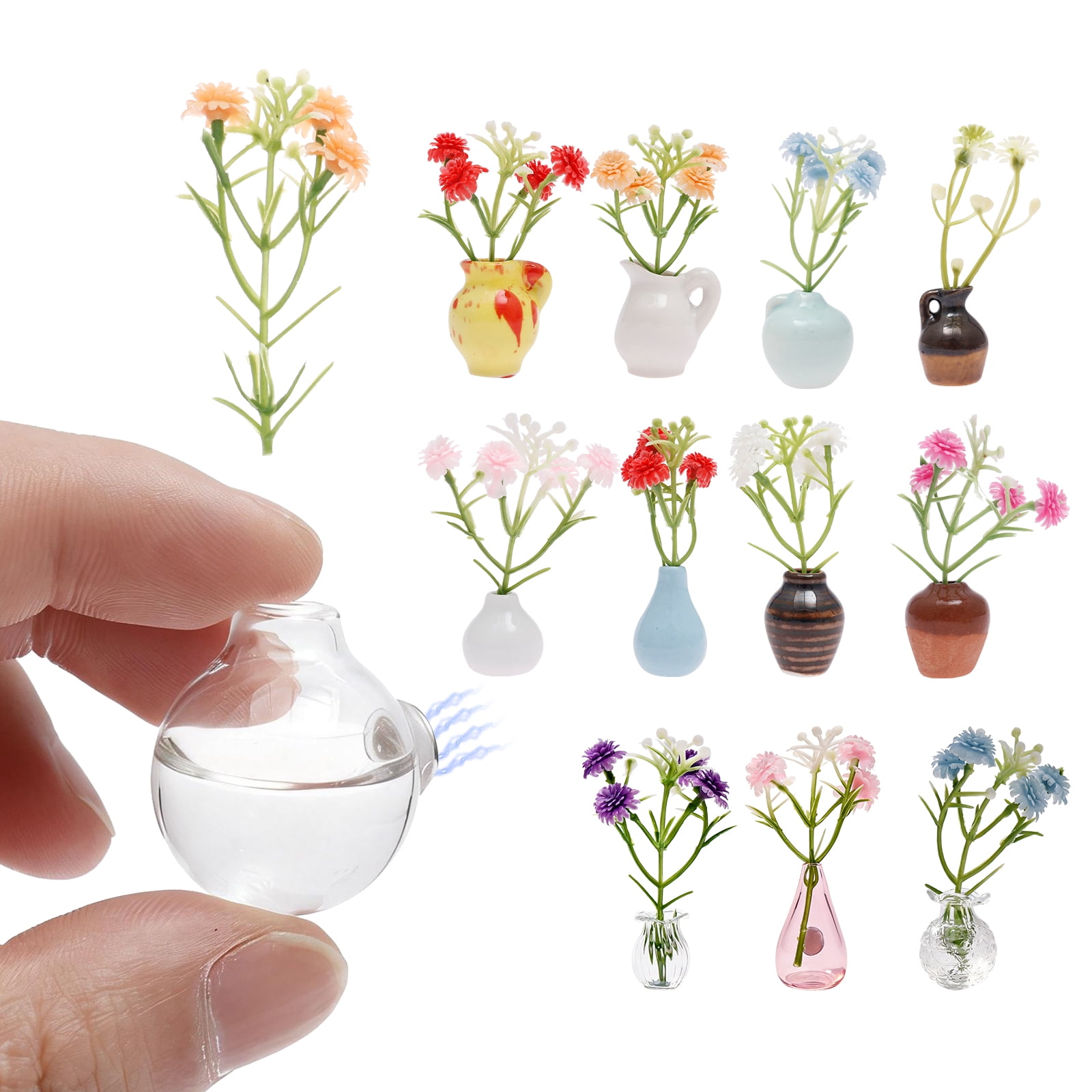 Ikoopy 12/10Pcs 3D Mini Vase Magnet Cute Tiny Glass and Ceramic Vase ...