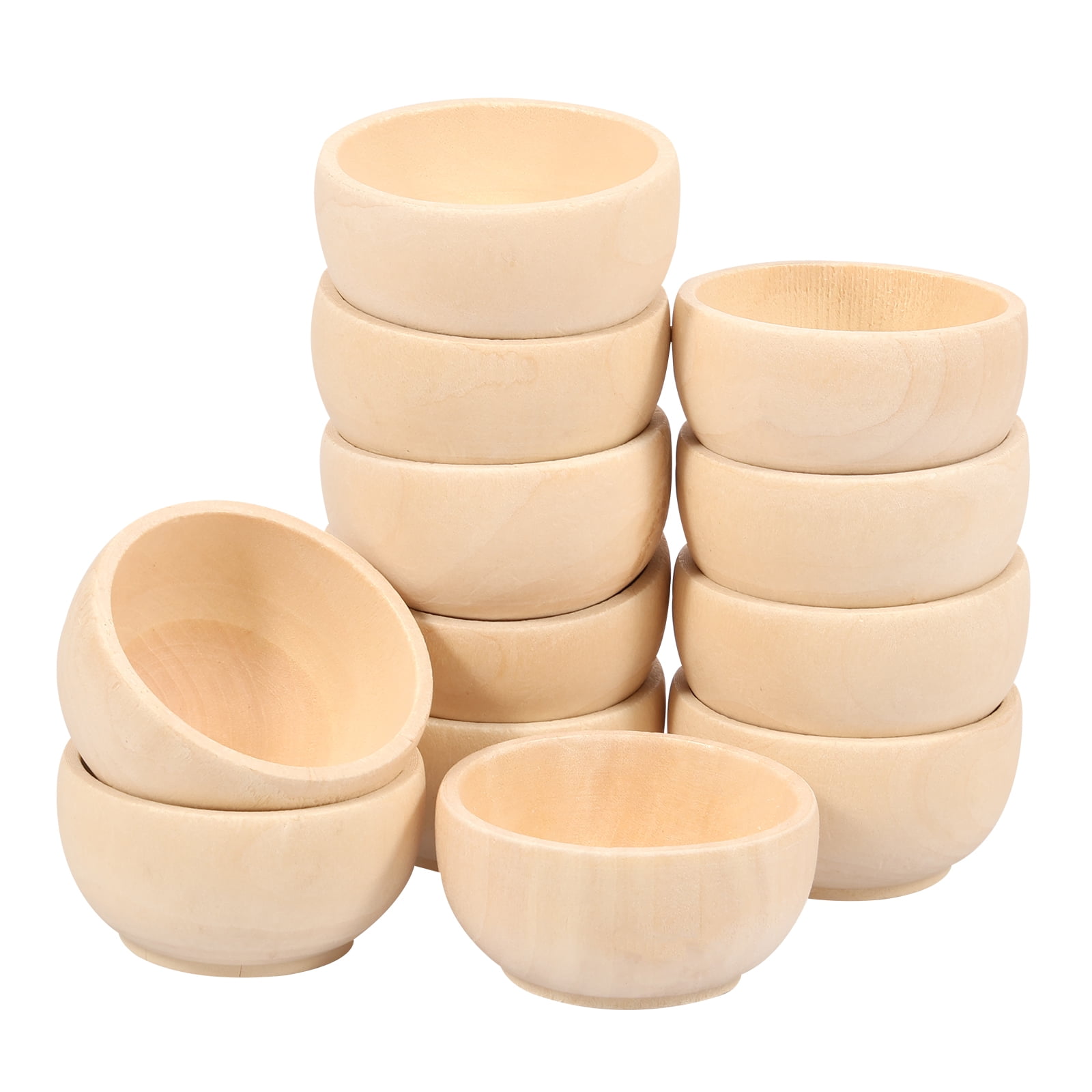 Ikoopy 12PCS Wood Pinch Bowls Versatile Wood Bowls Small Dipping Sauce ...