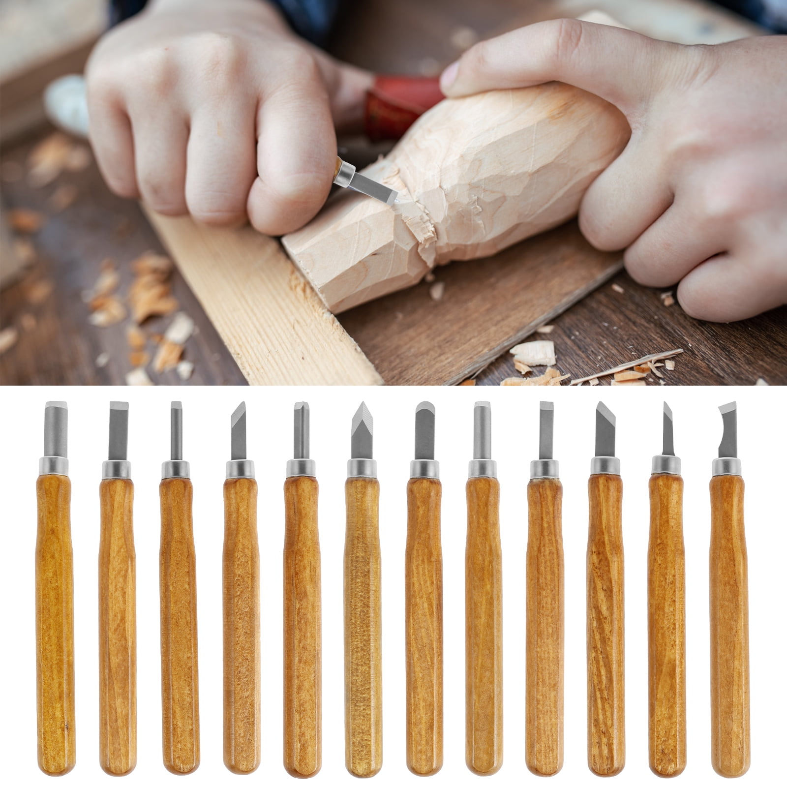 Ikoopy 12Pcs Wood Carving Kit High Carbon Steel Wood Whittling Cutter ...