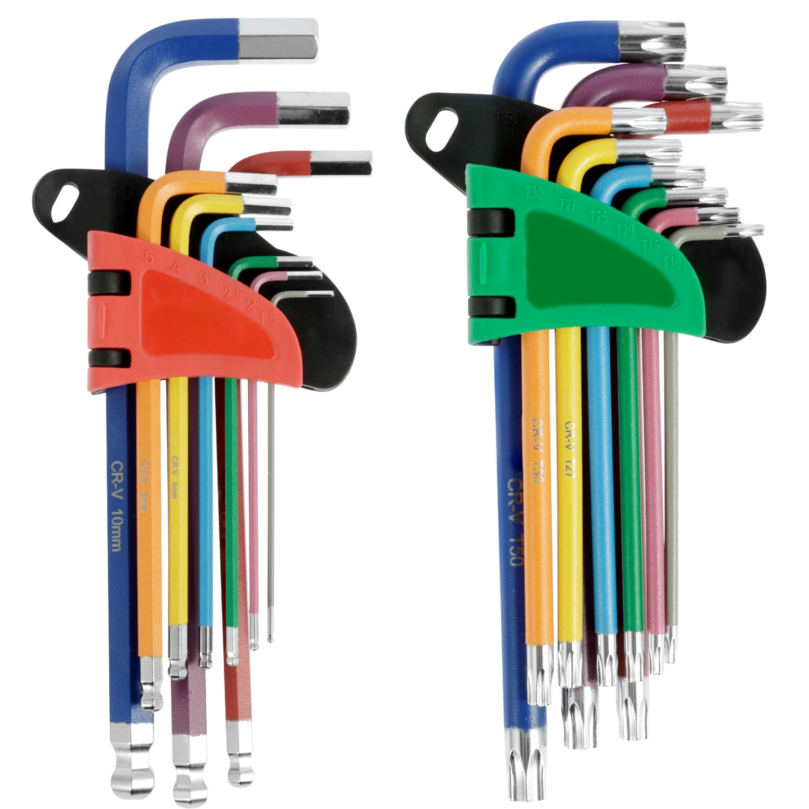 Ikoopy 18Pcs Allen Key Set Chrome Vanadium Steel T10-T50 Torx Key Set Sturdy 1.5mm-10mm Metric ...