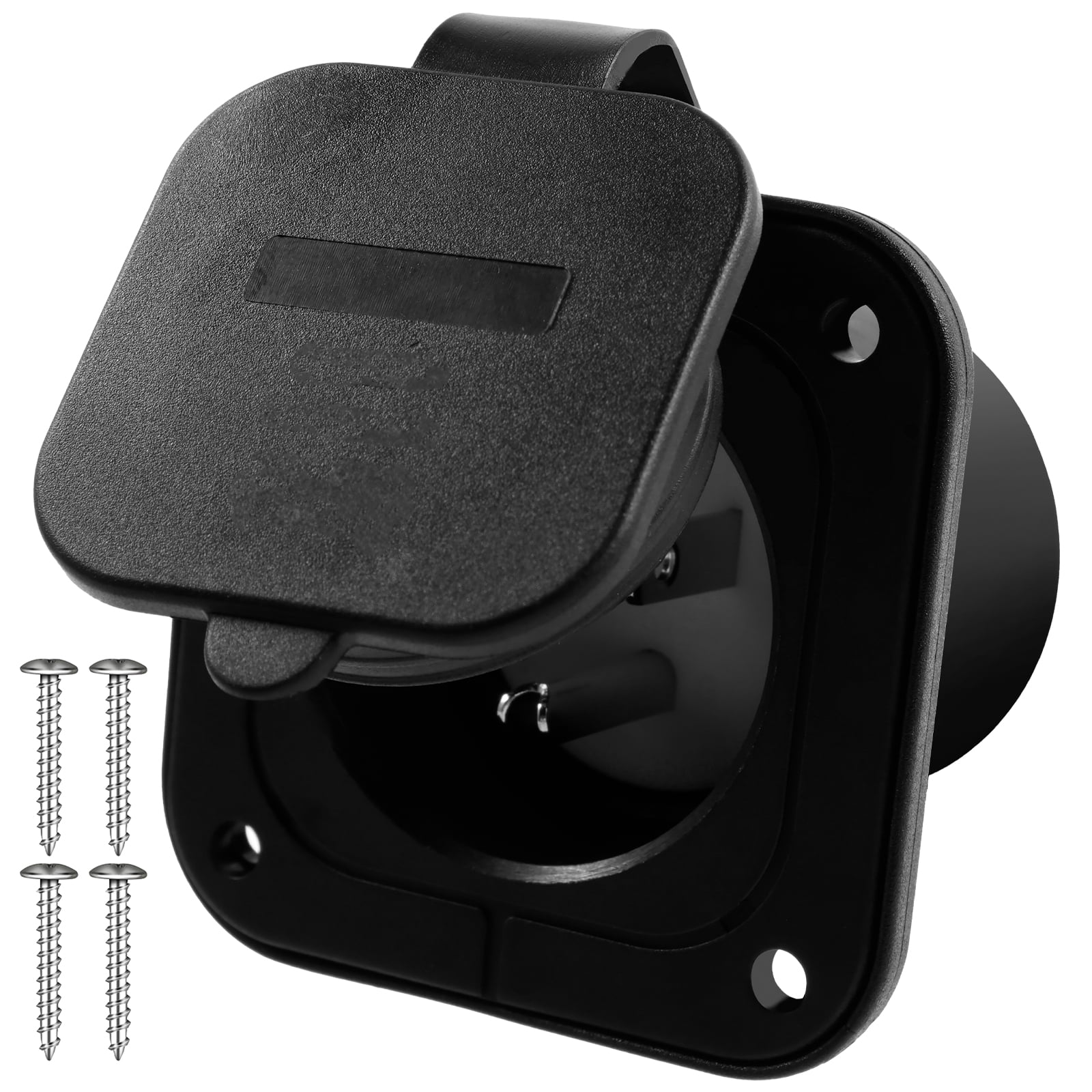 Ikoopy 1Pcs 15 Amp Flanged Inlet 125V Premium NEMA 5-15 RV Shore Power Receptacle with Front and ...