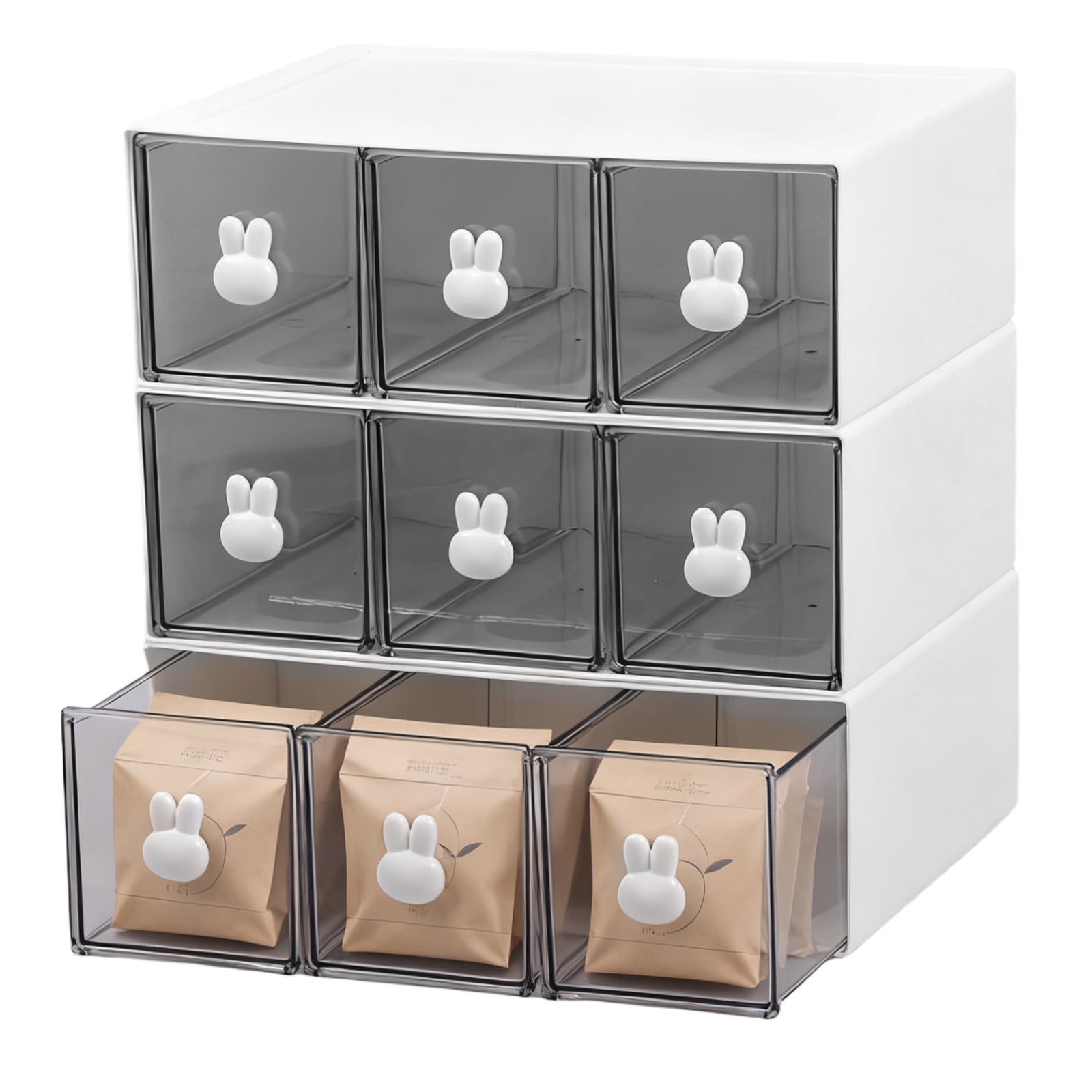Ikoopy 2/3 Pcs Plastic Tea Box with 3 Drawers Stackable Tea Bag ...