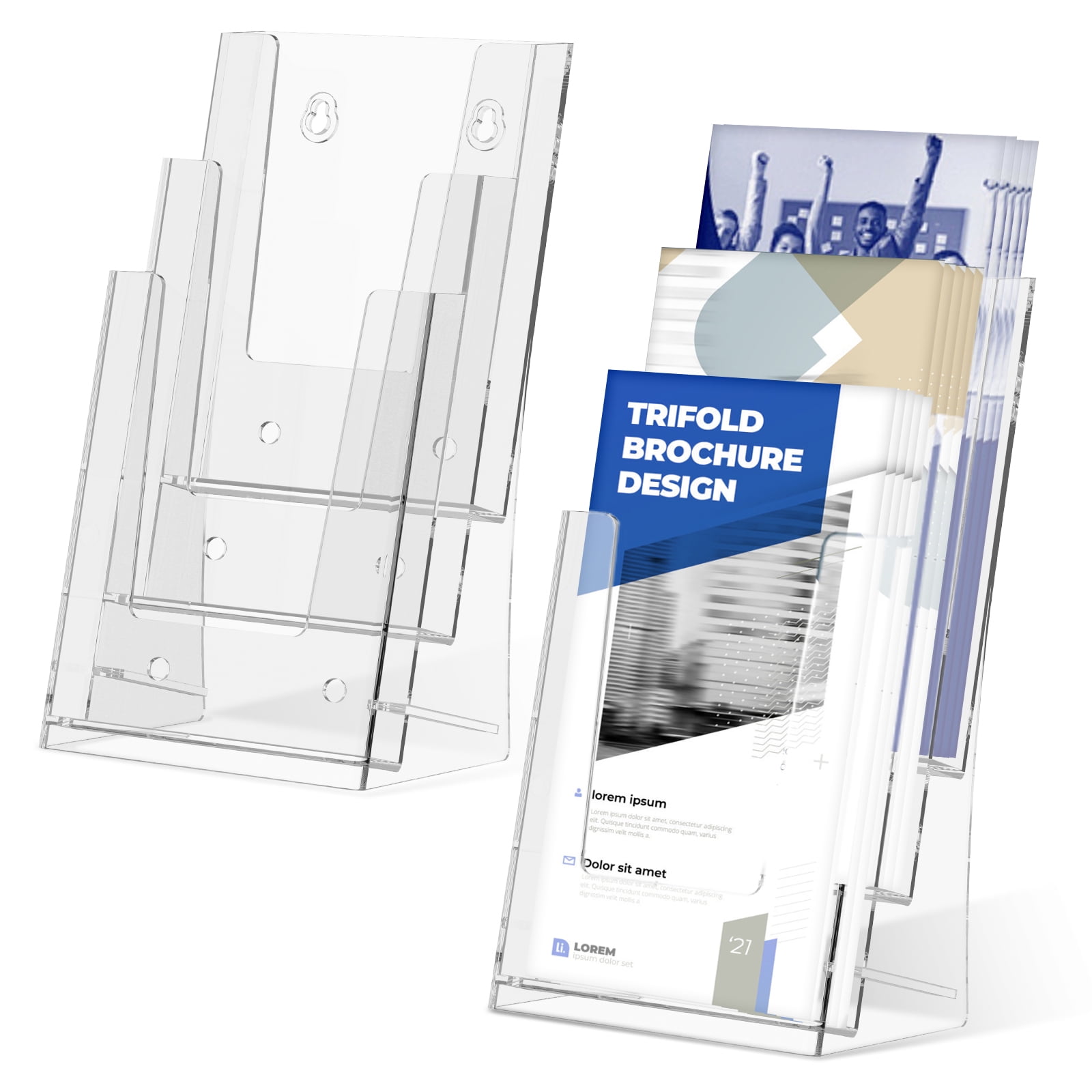 Ikoopy 2 Pcs Brochure Holder 3 Tiers Clear Acrylic Brochure Display ...