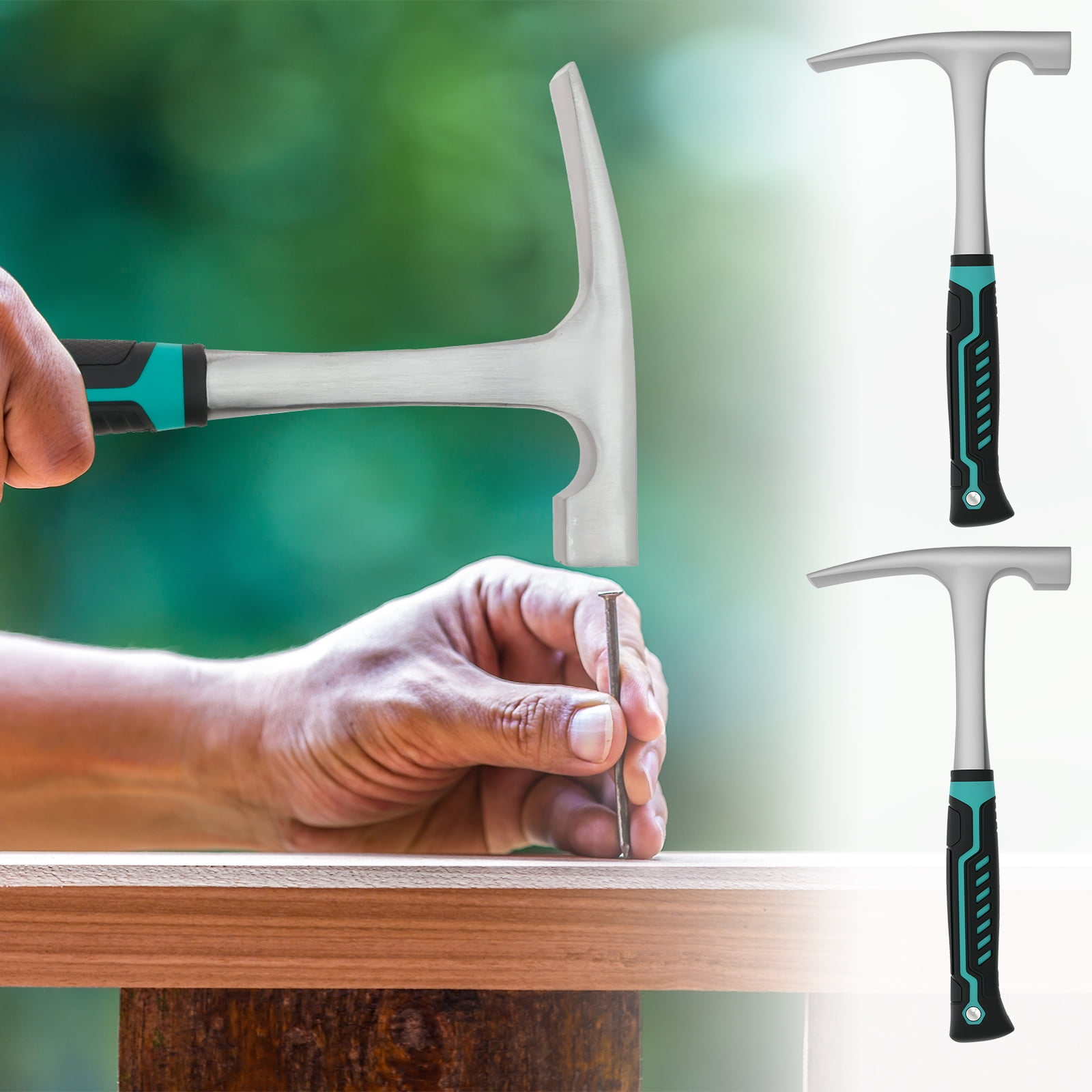 Ikoopy 2 Pcs Rock Pick Hammer with Skid Handle All Steel Drop Forged Geologist Hammer with ...