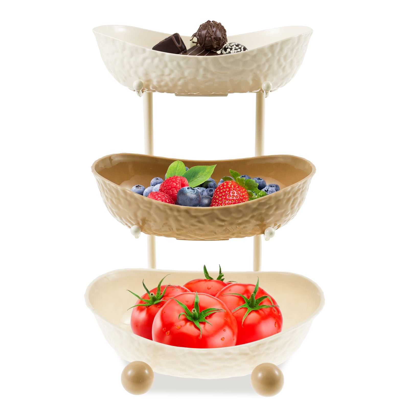 Ikoopy 2 Tiers Plastic Fruit Bowl Basket with Stand for Kitchen ...
