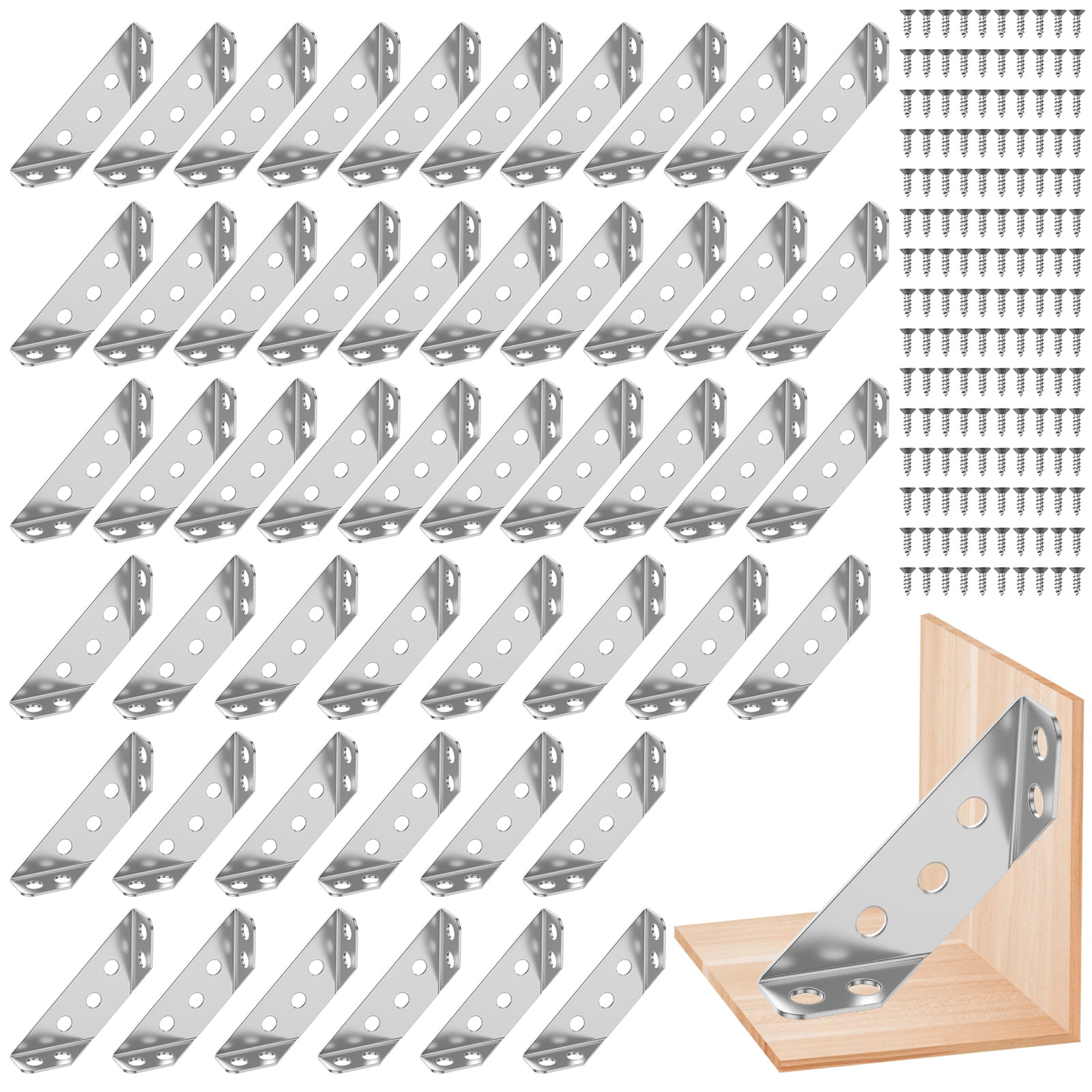 Ikoopy 20/50Pcs Furniture Corner Connector Set Metal Trapeziform Angle ...