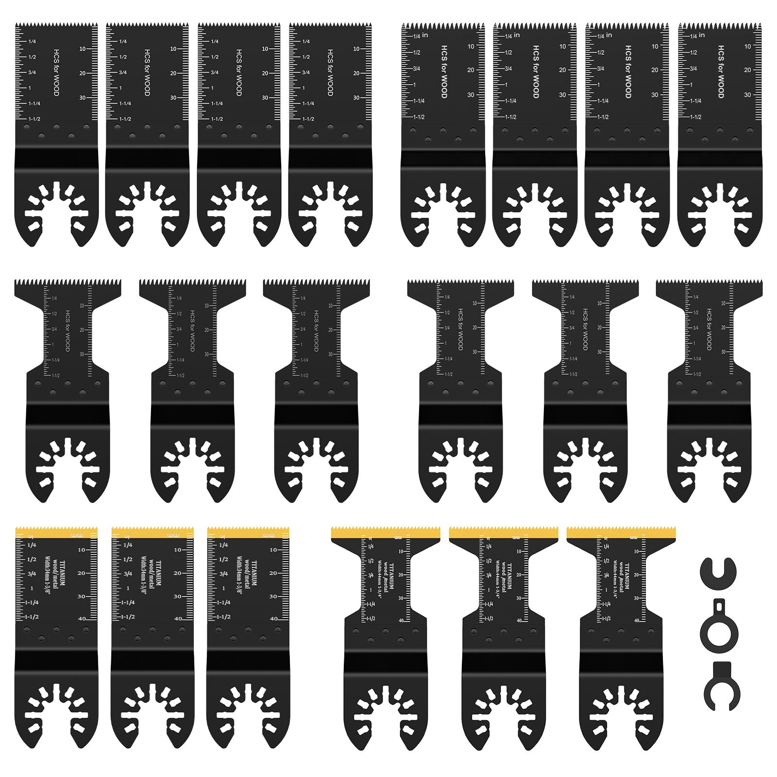 Ikoopy 20 Pcs Oscillating Saw Blade with 3 Adapters Quick Release ...