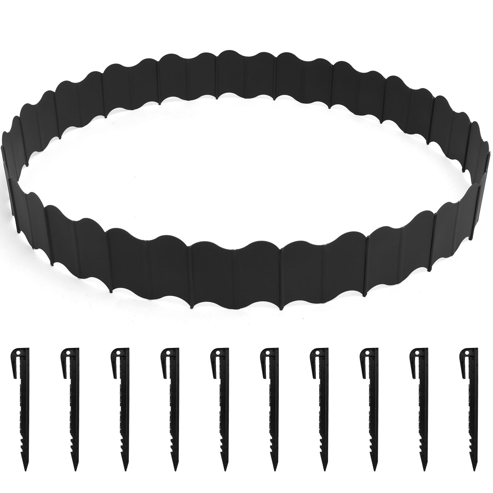 Ikoopy 20PCS Lawn Gardens Fence Edgings Kit Easy to Install Versatile Edging Border No Dig ...