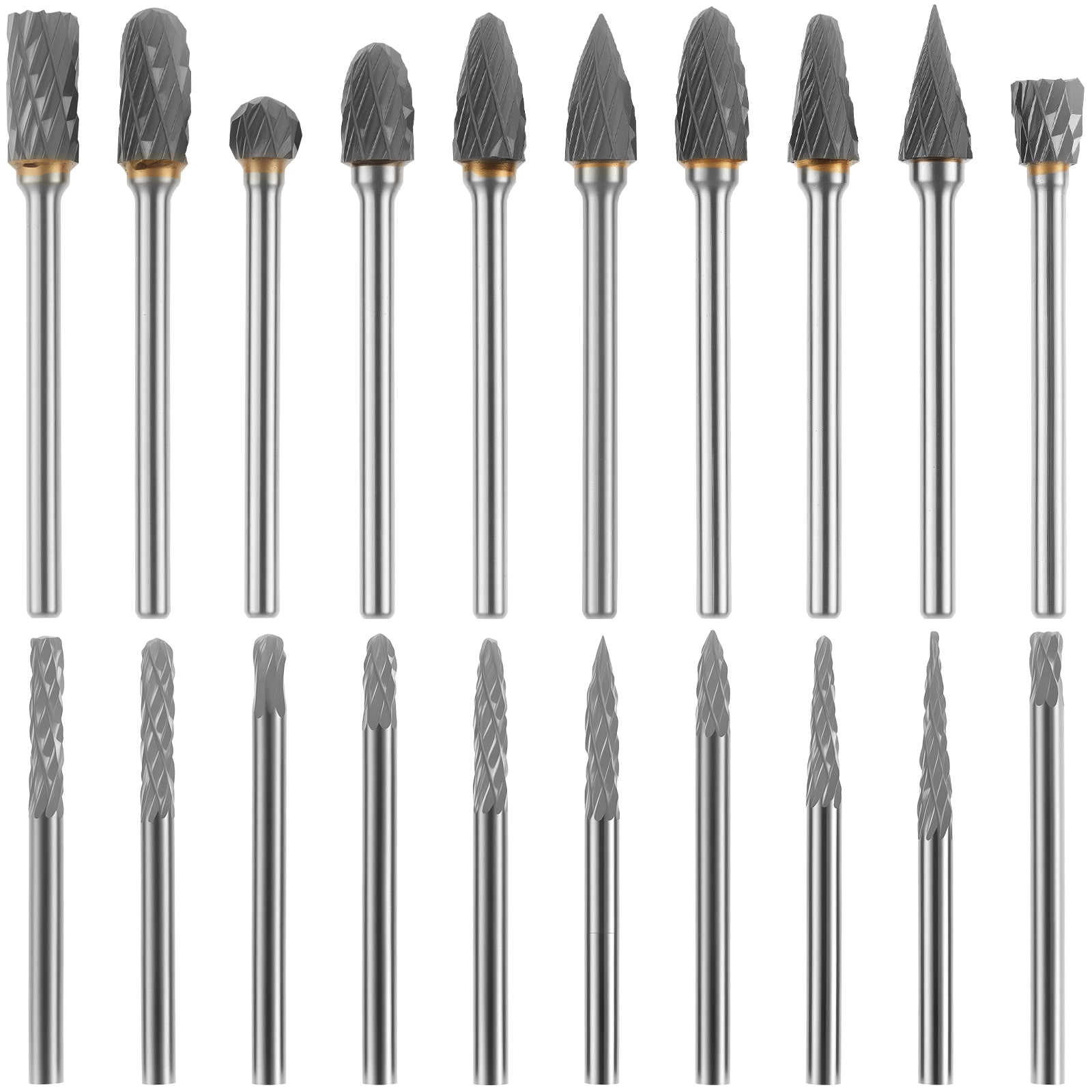 Ikoopy 20Pcs Carbide Rotary Burr Set Double Cut Die Grinder Bit Rotary ...